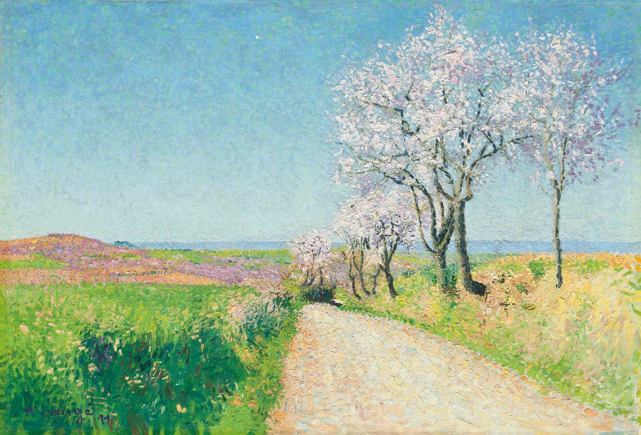 Achille Laugé (1861-1944), Chemin aux amandiers en fleur | Christie's