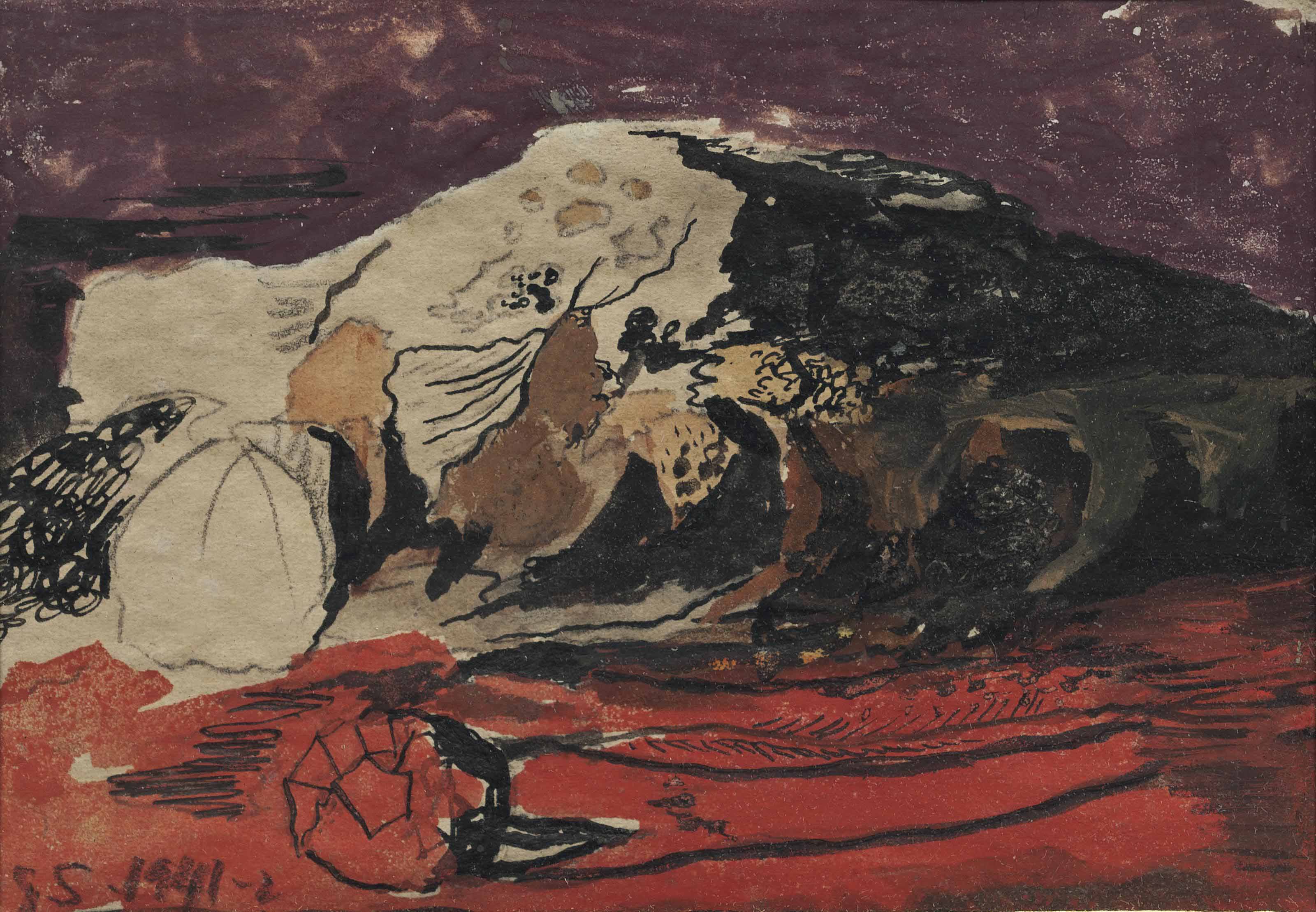 Graham Sutherland, O.M. (1903-1980) , Study for Red Landscape | Christie's