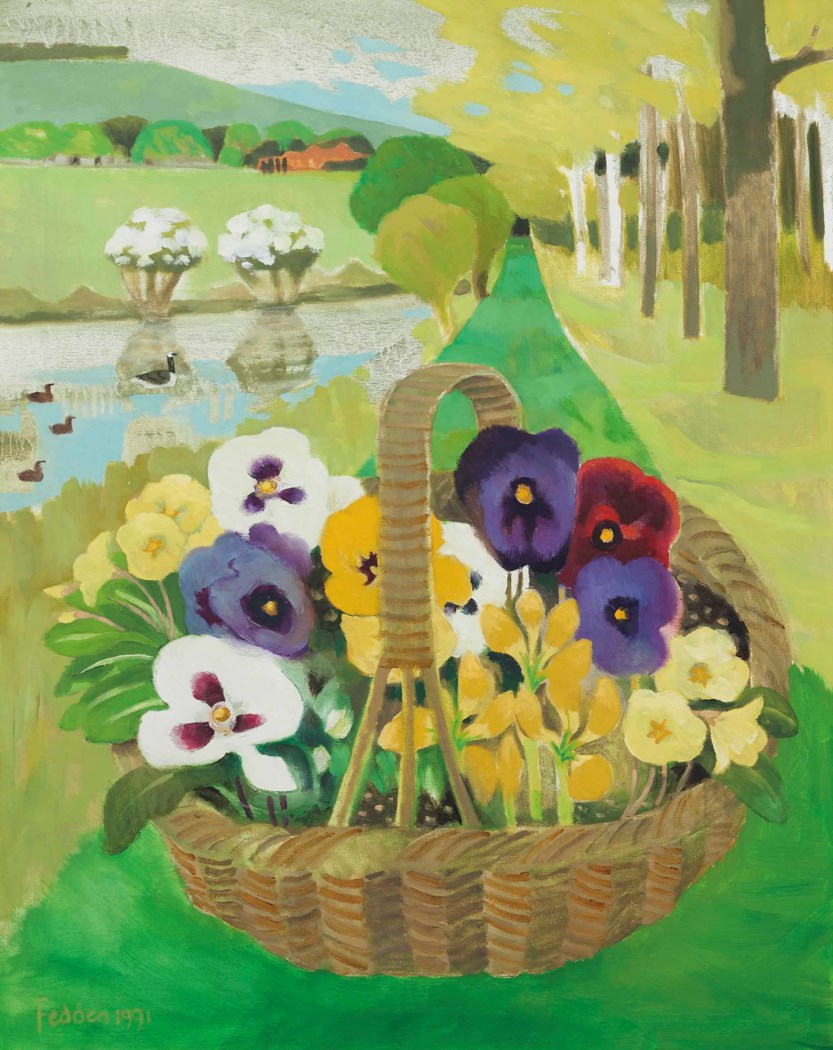 Mary Fedden, R.A. (1915-2012), Pansies by the lake, Glyndebourne ...