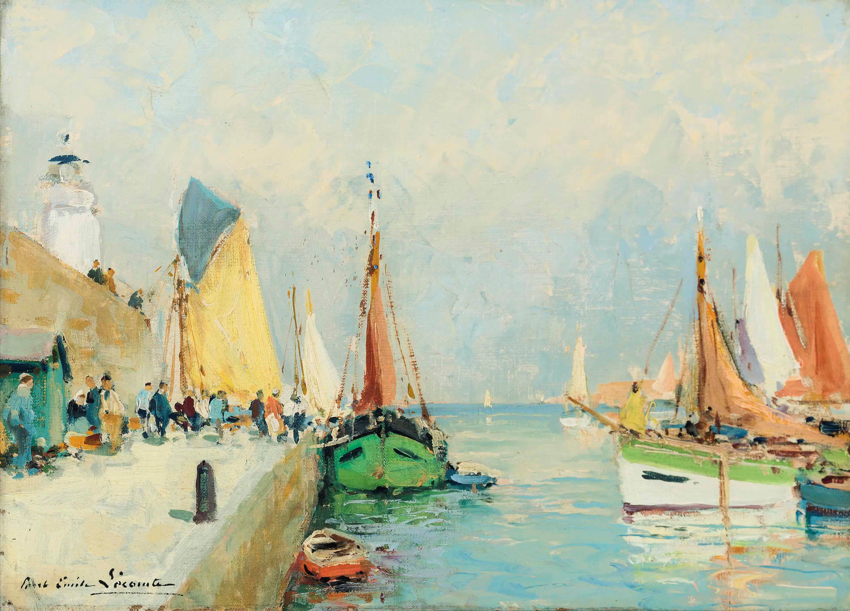 Paul Emile Lecomte (French, 1877-1950), Boats in the harbour | Christie's
