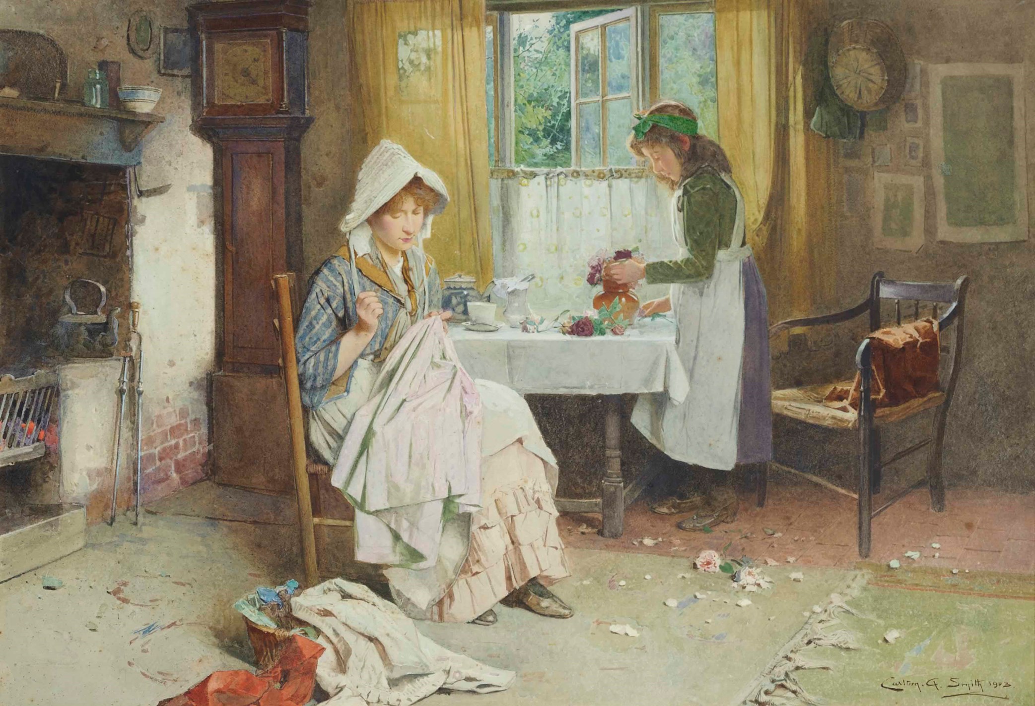 Carlton Alfred Smith, R.I., R.B.A., R.O.I. (1853-1946), Domestic bliss ...