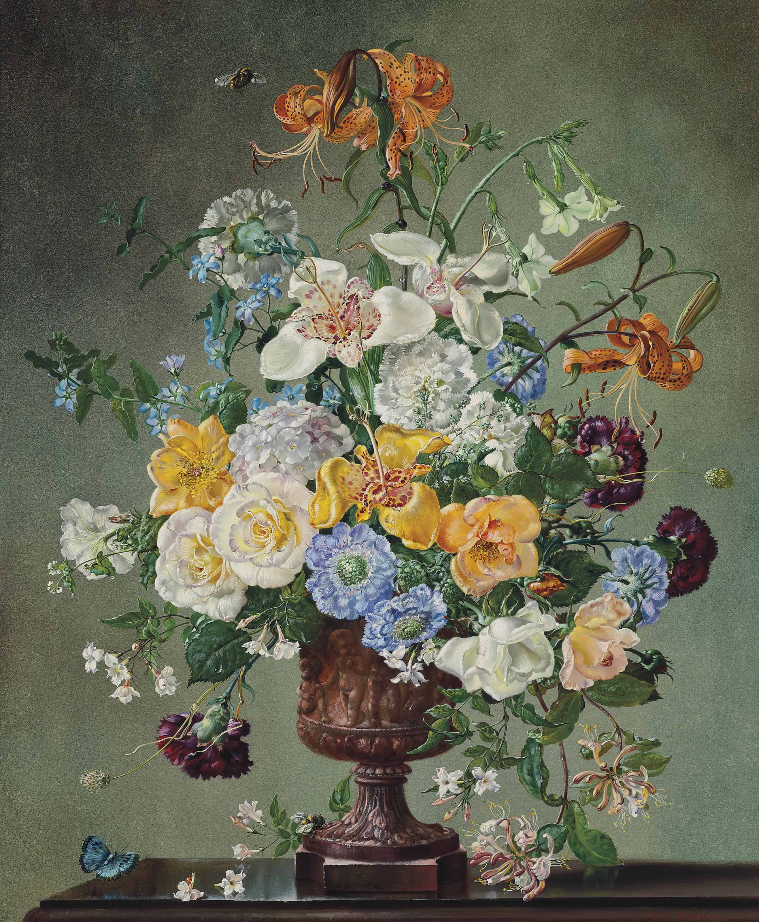 Cecil Kennedy (1905-1997), Summer flowers in a silver urn | Christie's