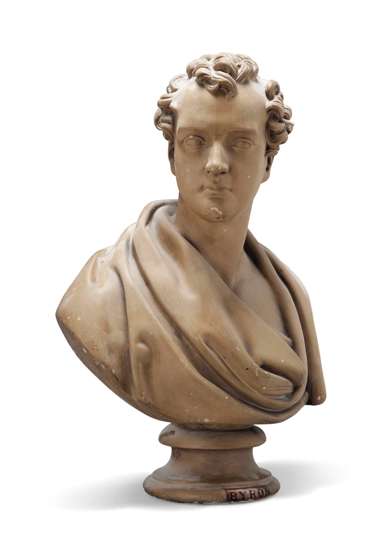 A PLASTER BUST OF LORD BYRON, AFTER EDWARD HODGES BAILY, 19TH CENTURY ...