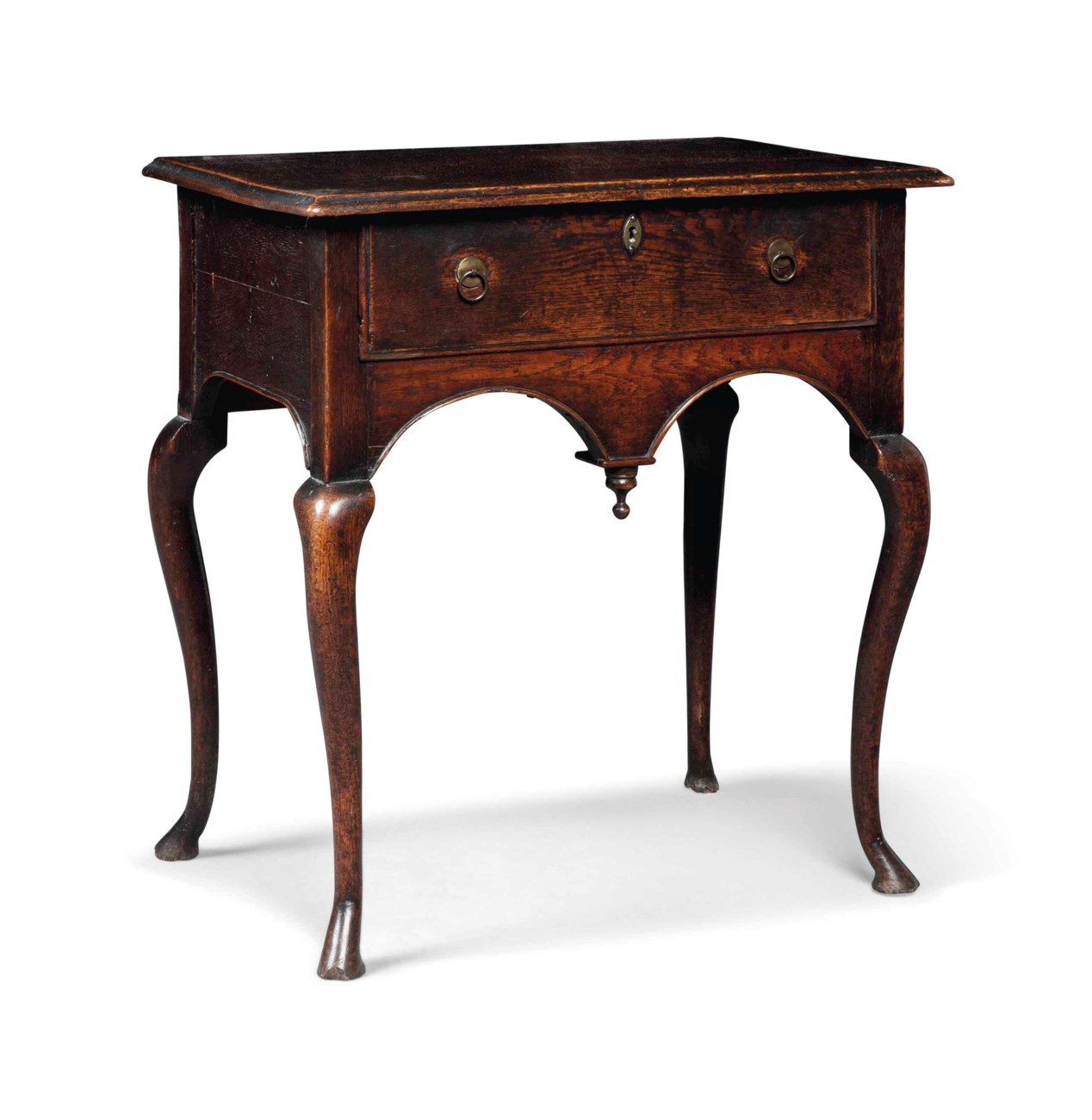 A GEORGE II OAK SINGLE-DRAWER CABRIOLE-LEG LOWBOY, MID-18TH CENTURY ...