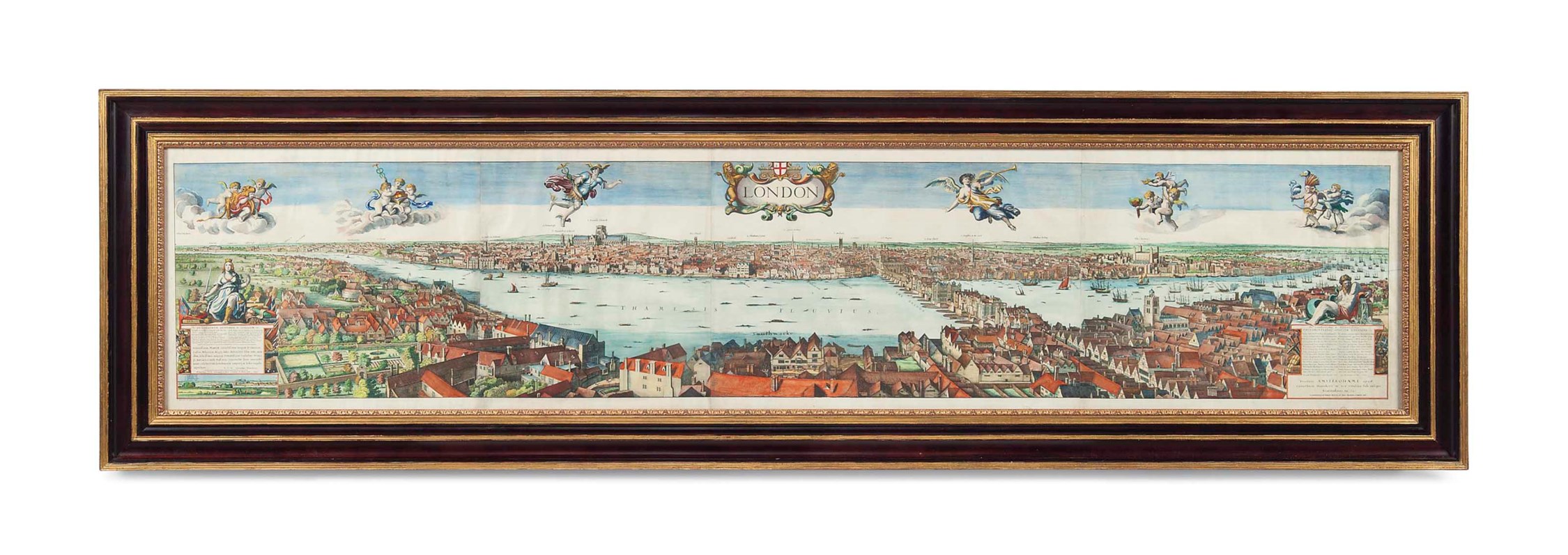 THE LONG VIEW OF LONDON FROM BANKSIDE - HAND-COLOURED LITHOGRAPH ...