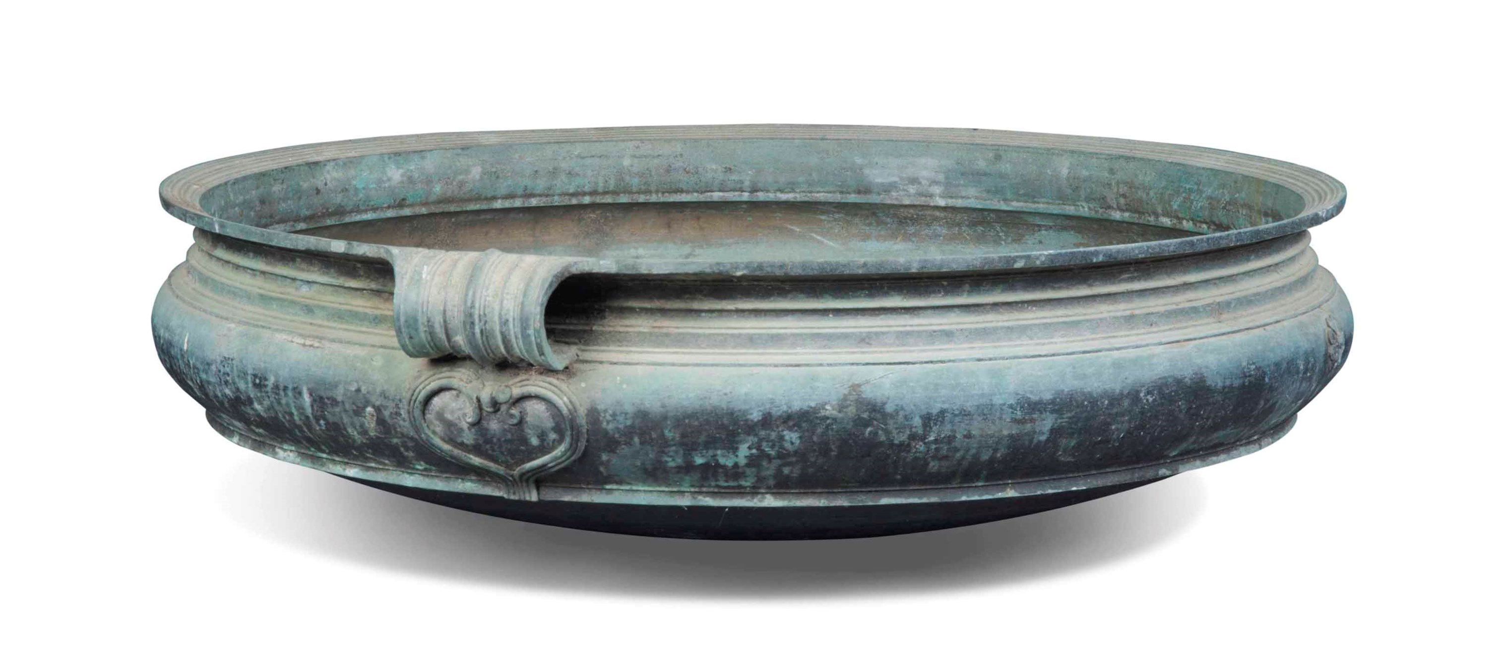 A LARGE COPPER-ALLOY TEMPLE BASIN (CHARAKKU), SOUTH INDIA, 19TH CENTURY ...