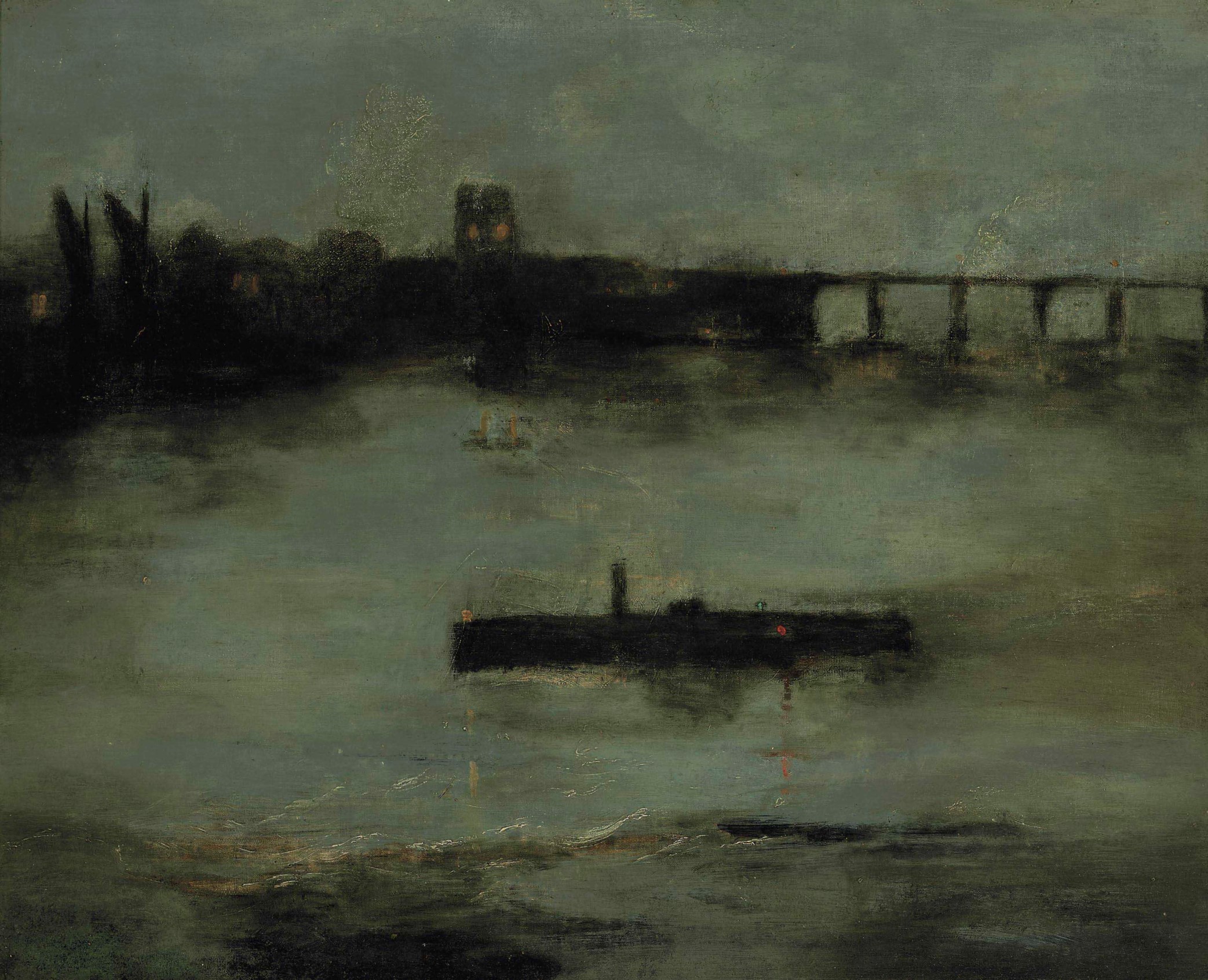 Walter Greaves (British, 1846-1930), Nocturne - Paddle Steamer and ...