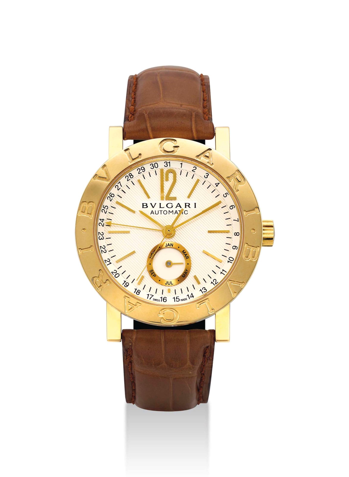 BULGARI. A FINE 18K GOLD LIMITED EDITION AUTOMATIC WRISTWATCH WITH ...