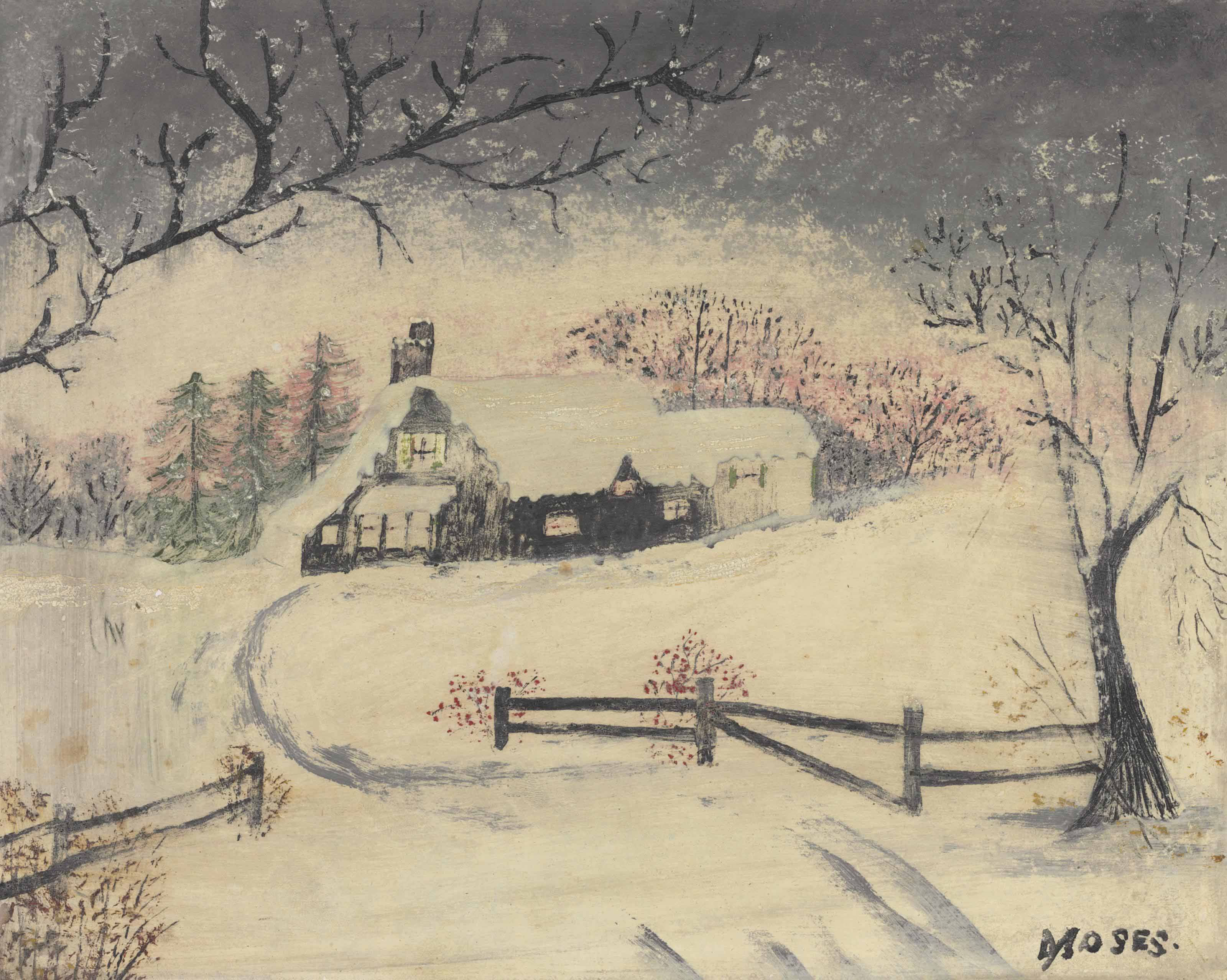 ANNA MARY ROBERTSON 'GRANDMA' MOSES (1860-1961), A Winter Eve | Christie’s