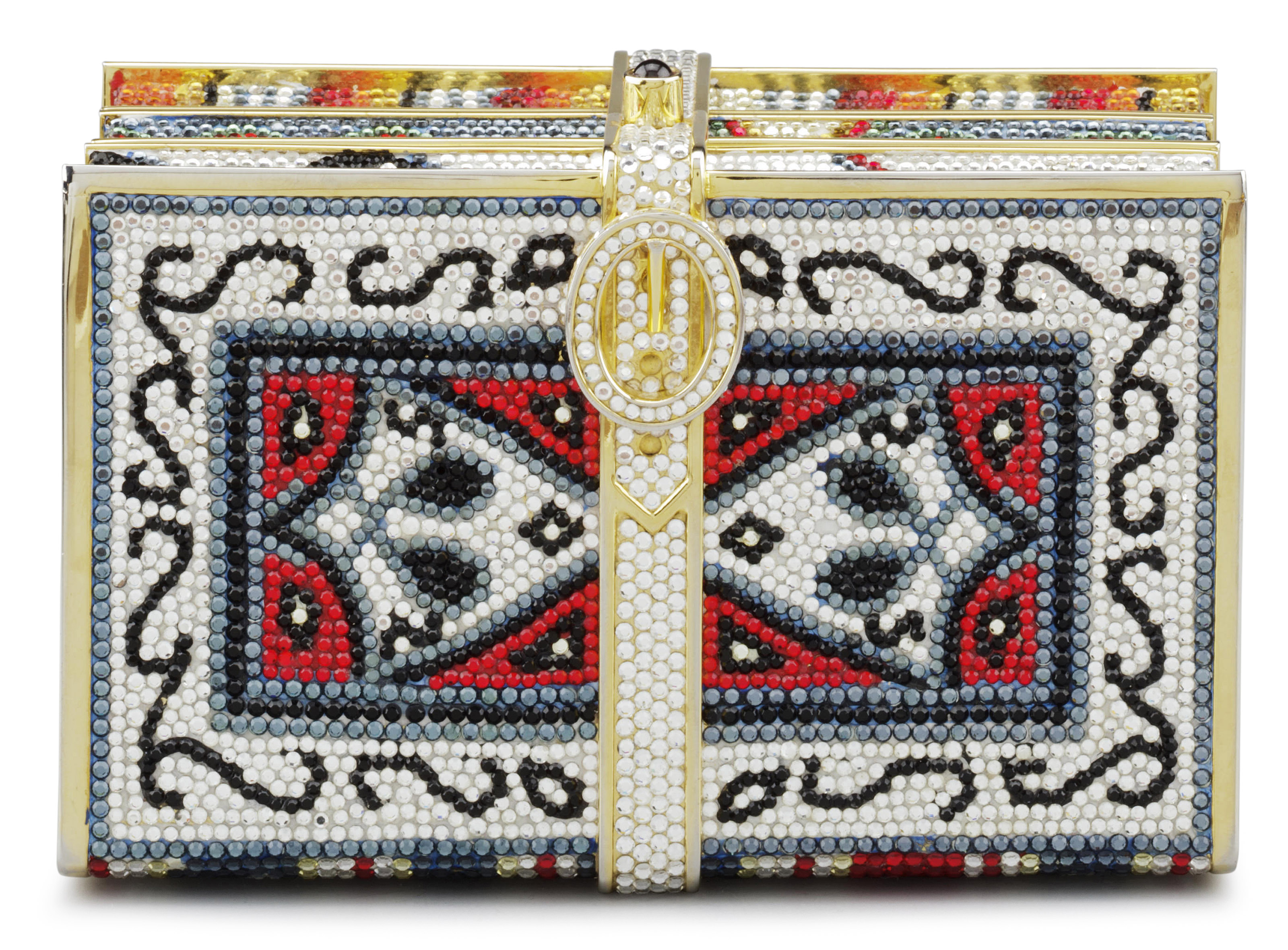 A MULTI-COLOR CRYSTAL STACK OF BOOKS CLUTCH EVENING BAG, JUDITH LEIBER ...