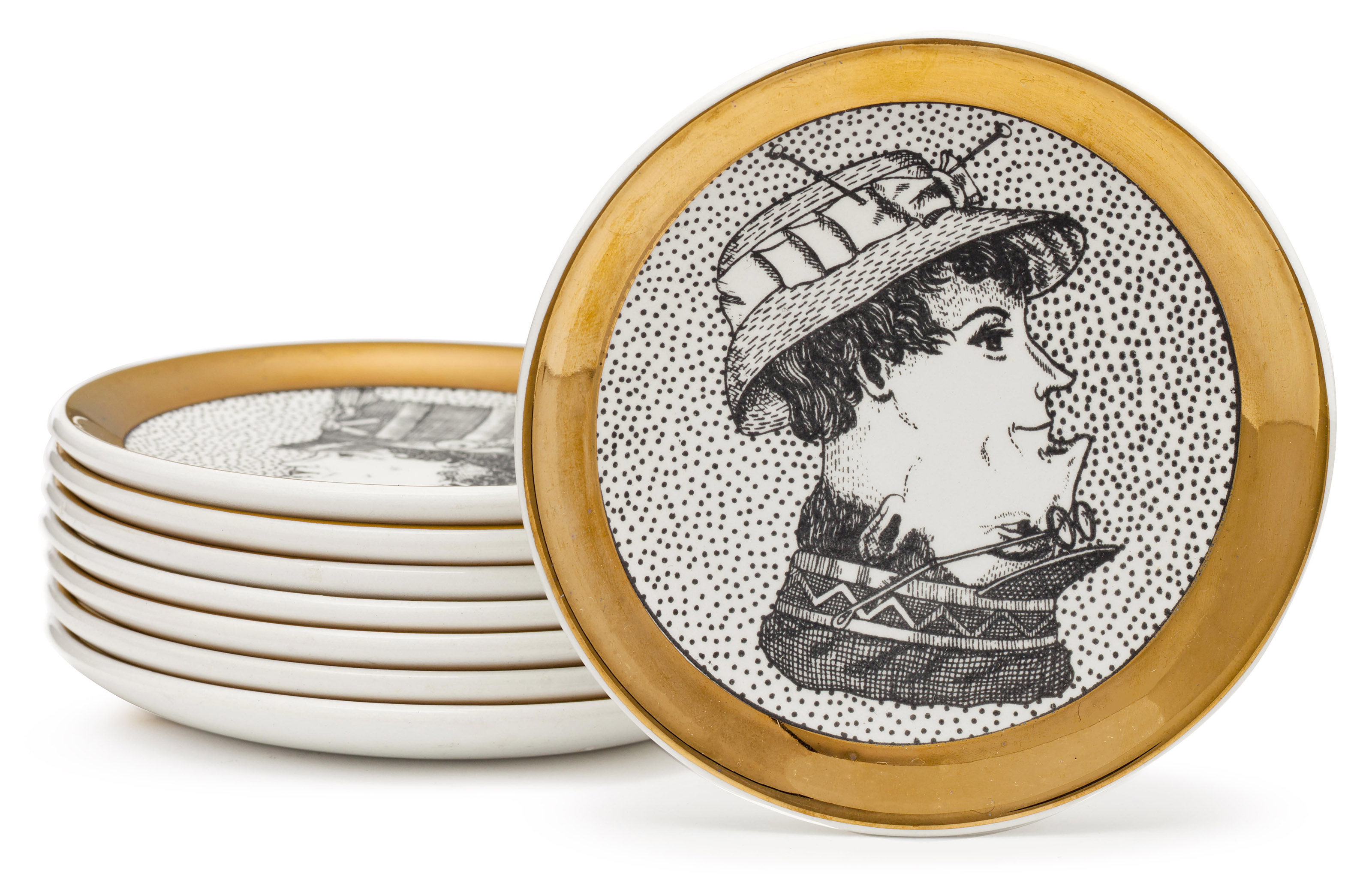 PIERO FORNASETTI (1913-1988), A SET OF EIGHT 'DOUBLE FACE' COASTERS ...