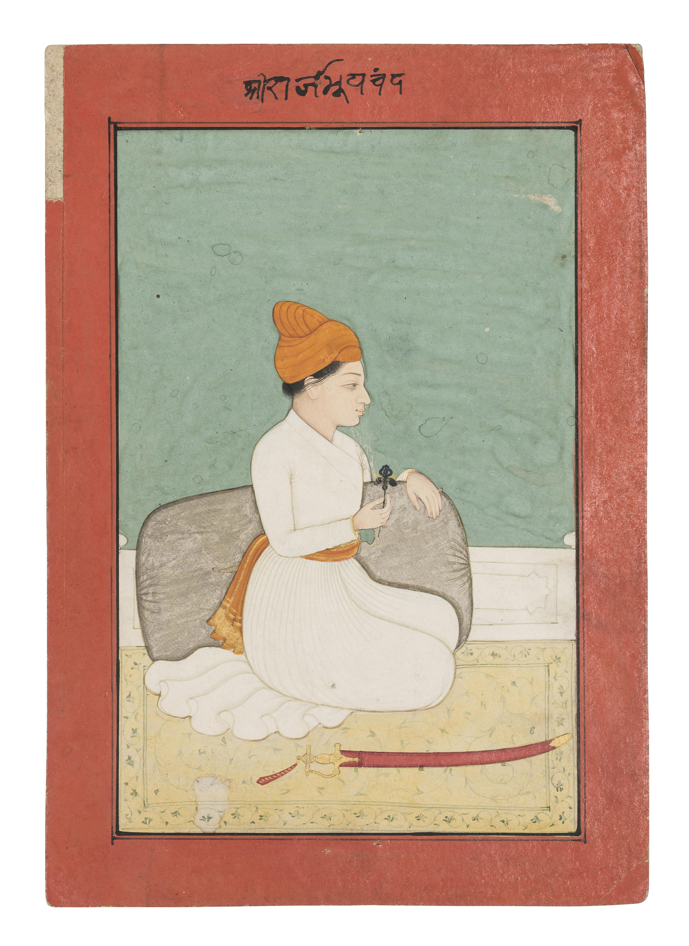 PORTRAIT OF SHRI RAJA BHUP CHAND, KANGRA, PUNJAB HILLS, NORTH INDIA ...