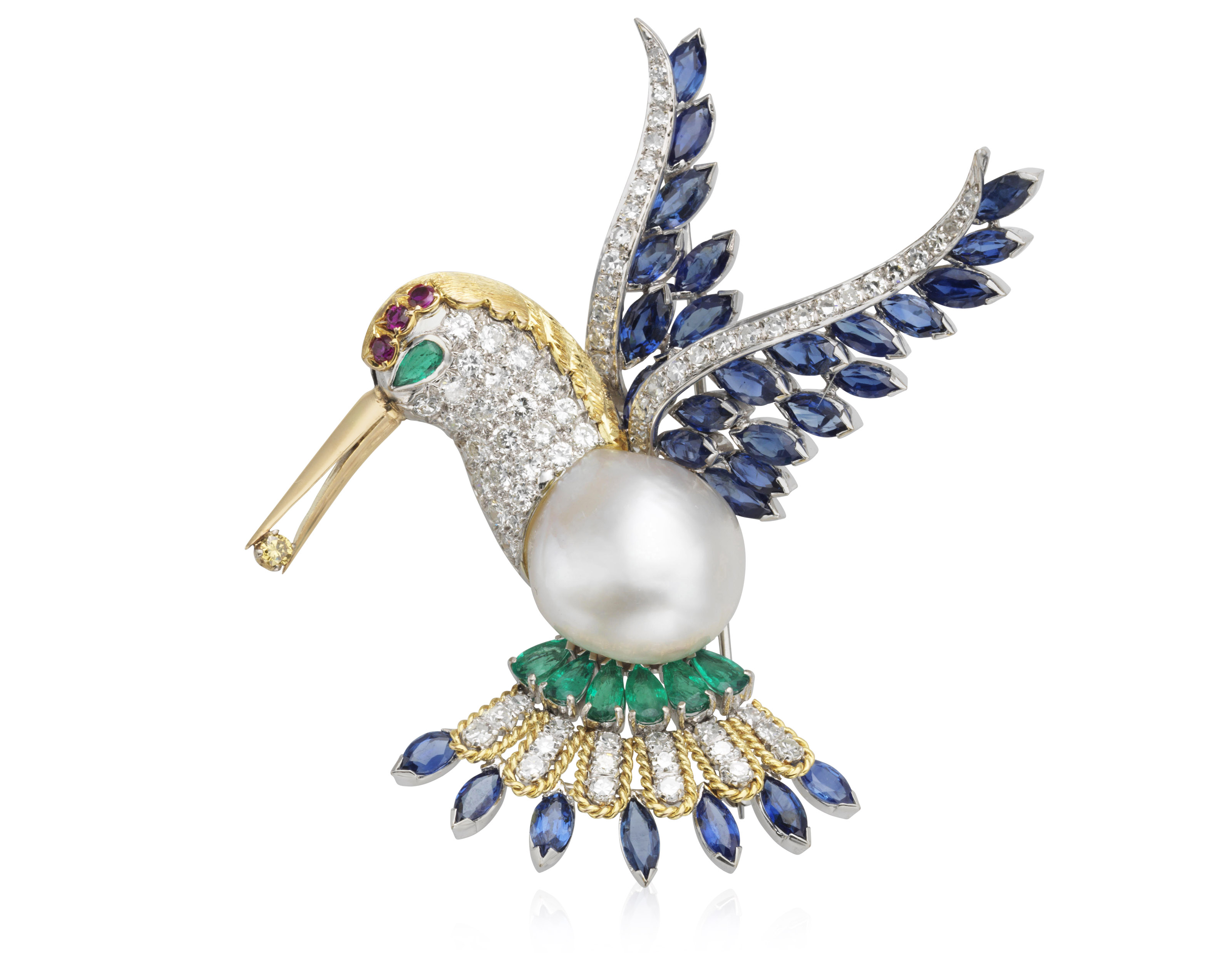 DIAMOND AND MULTI GEM BIRD BROOCH, | Christie’s