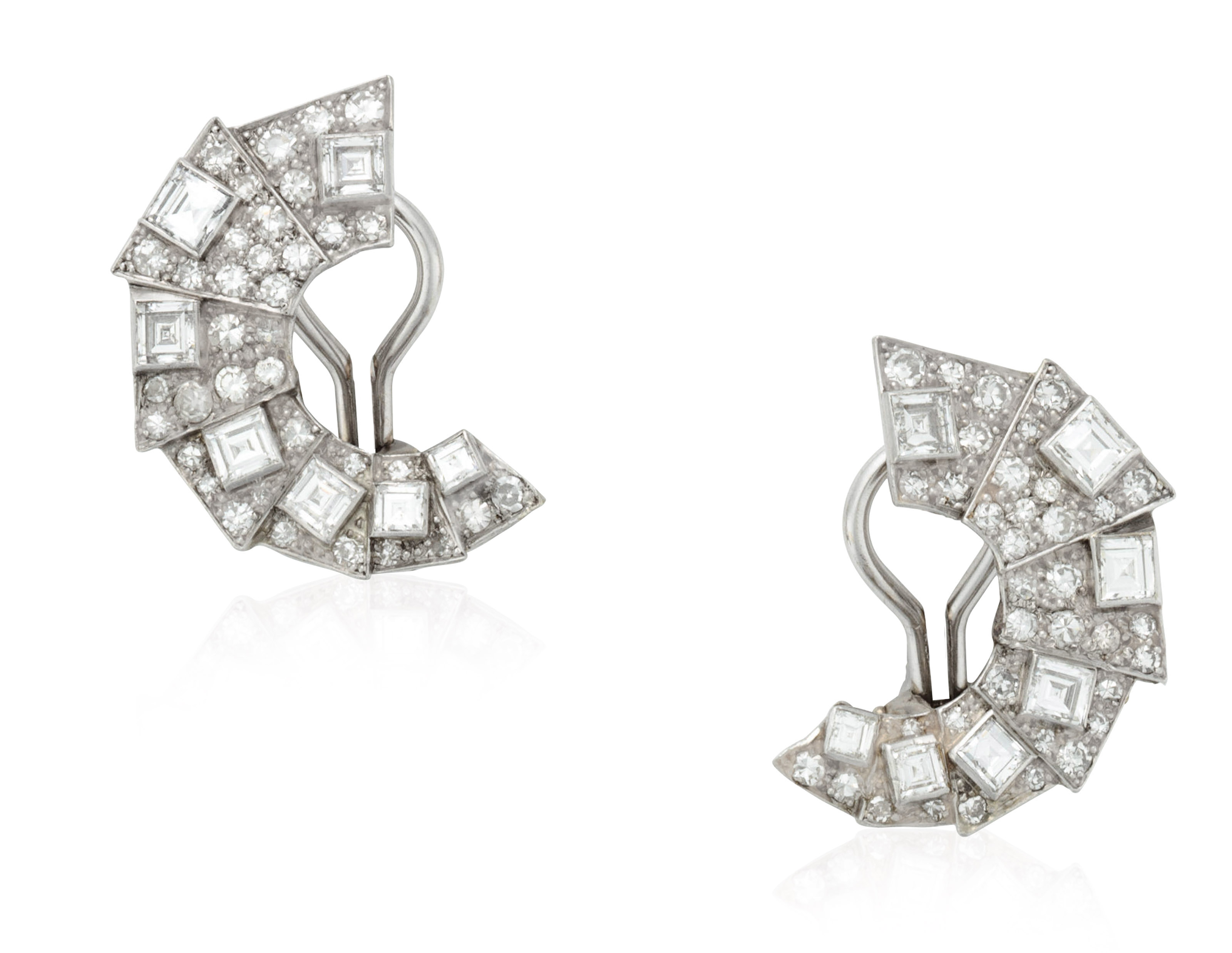 DIAMOND CRESCENT SHAPED EARRINGS, | Christie’s
