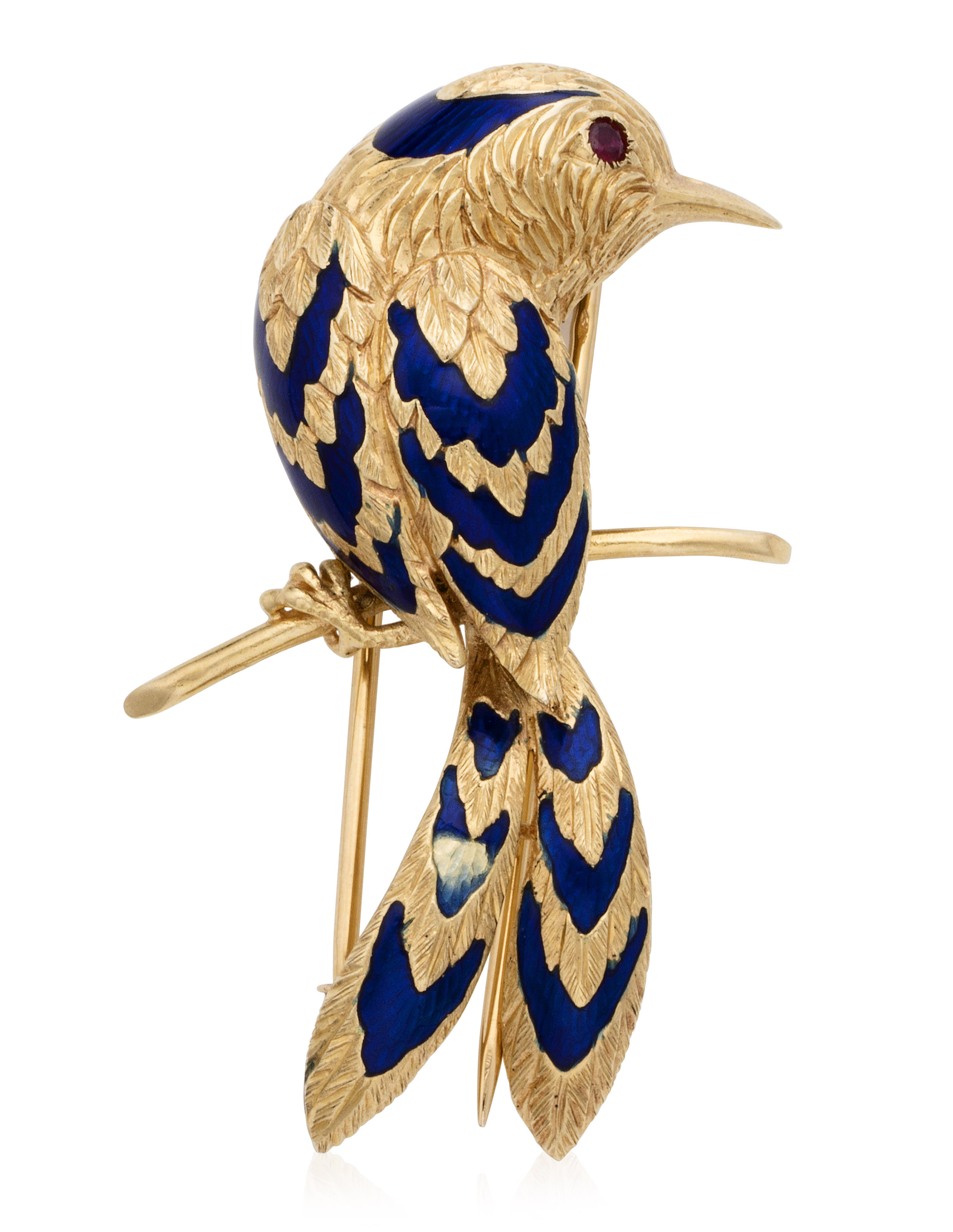 CARTIER ENAMEL AND RUBY BIRD BROOCH, | Christie’s