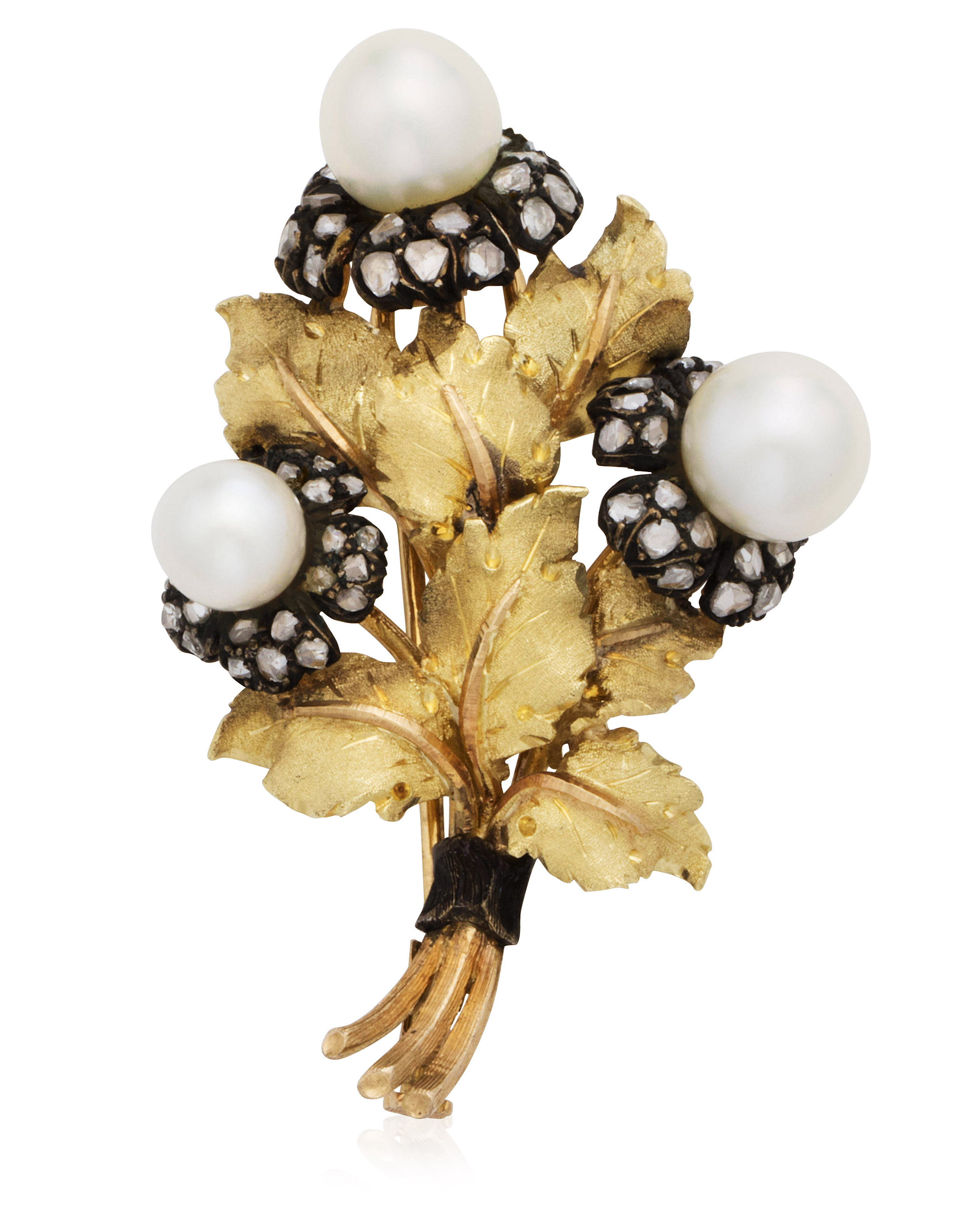 BUCCELLATI DIAMOND AND CULTURED PEARL FLORAL BROOCH, | Christie’s