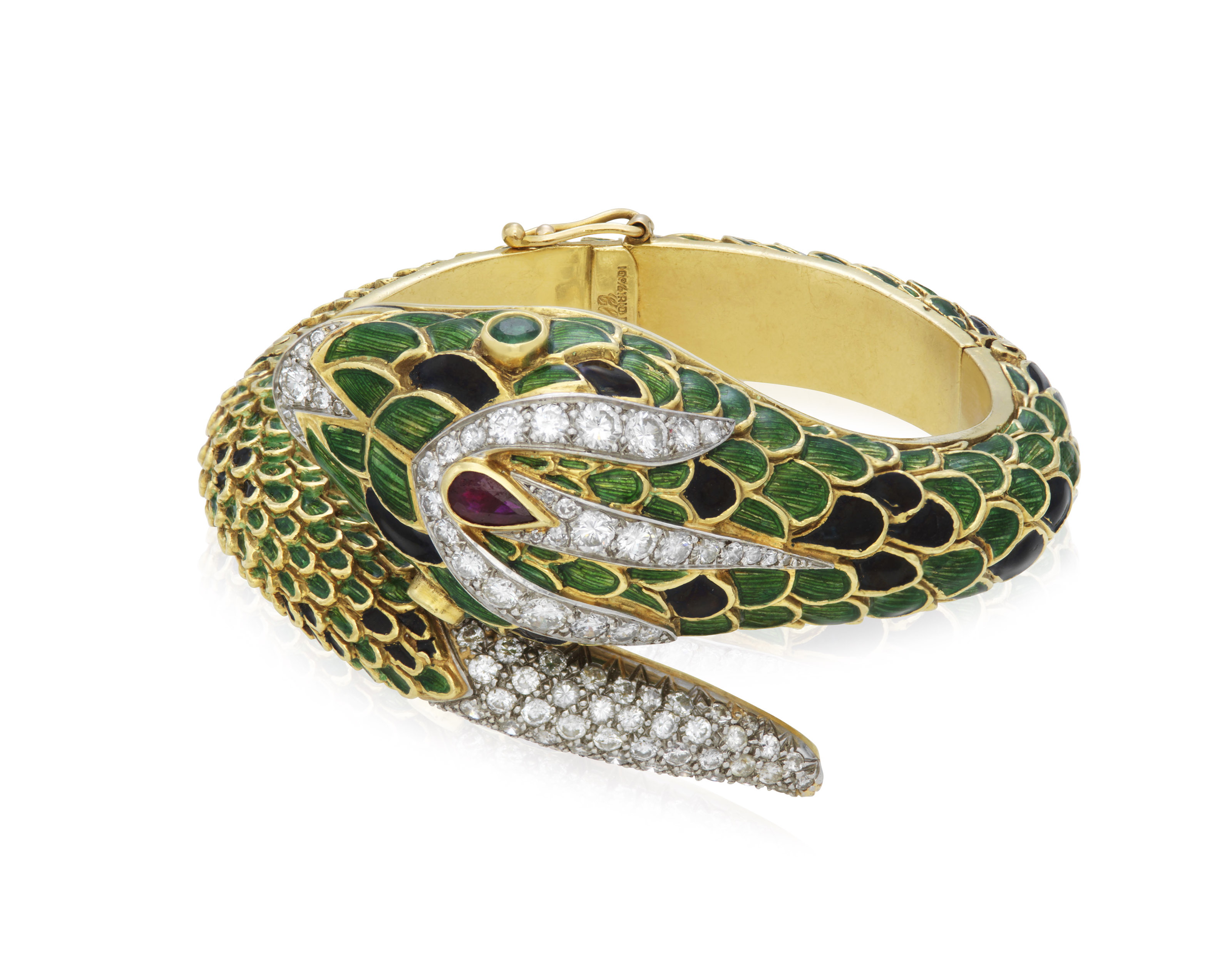 DIAMOND ENAMEL BANGLE, | Christie’s