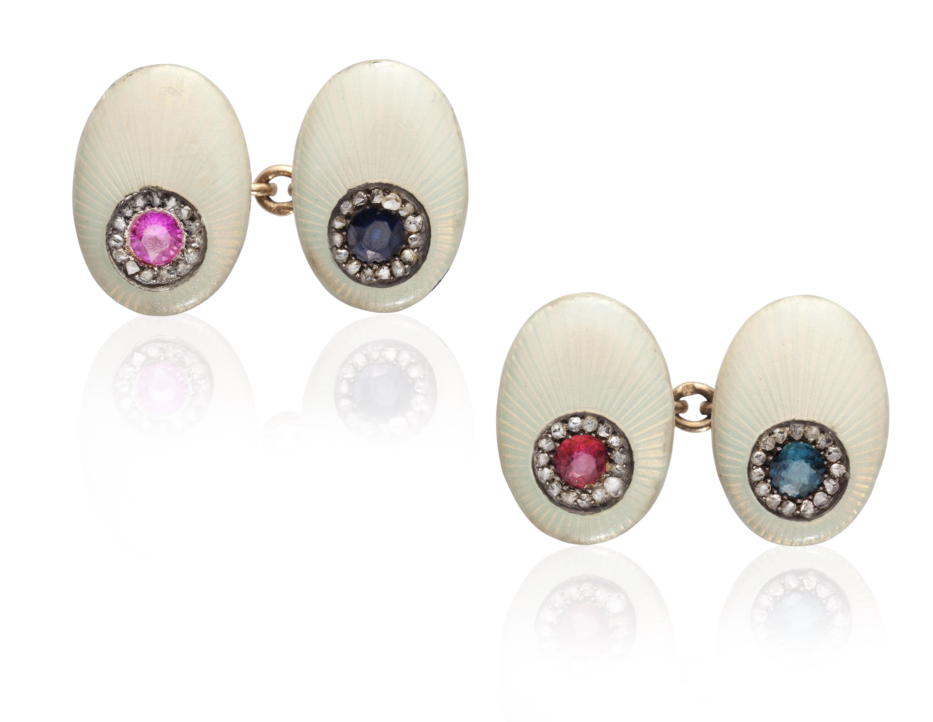 ENAMEL AND MULTI-GEM CUFFLINKS, | Christie’s