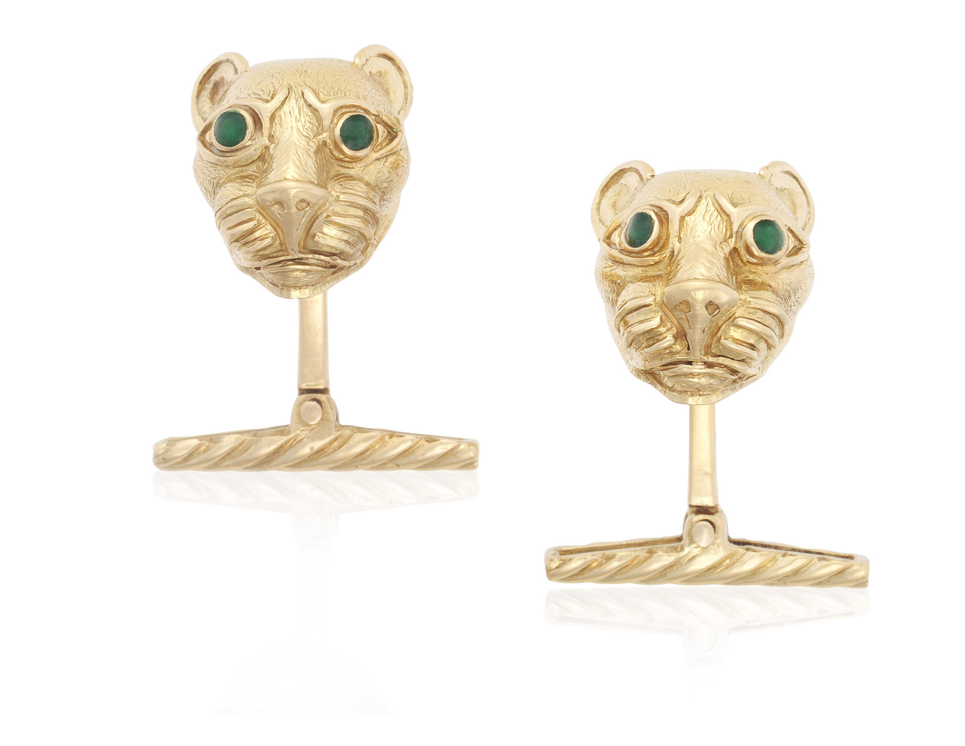 DAVID WEBB GOLD AND EMERALD PANTHER CUFFLINKS, | Christie’s