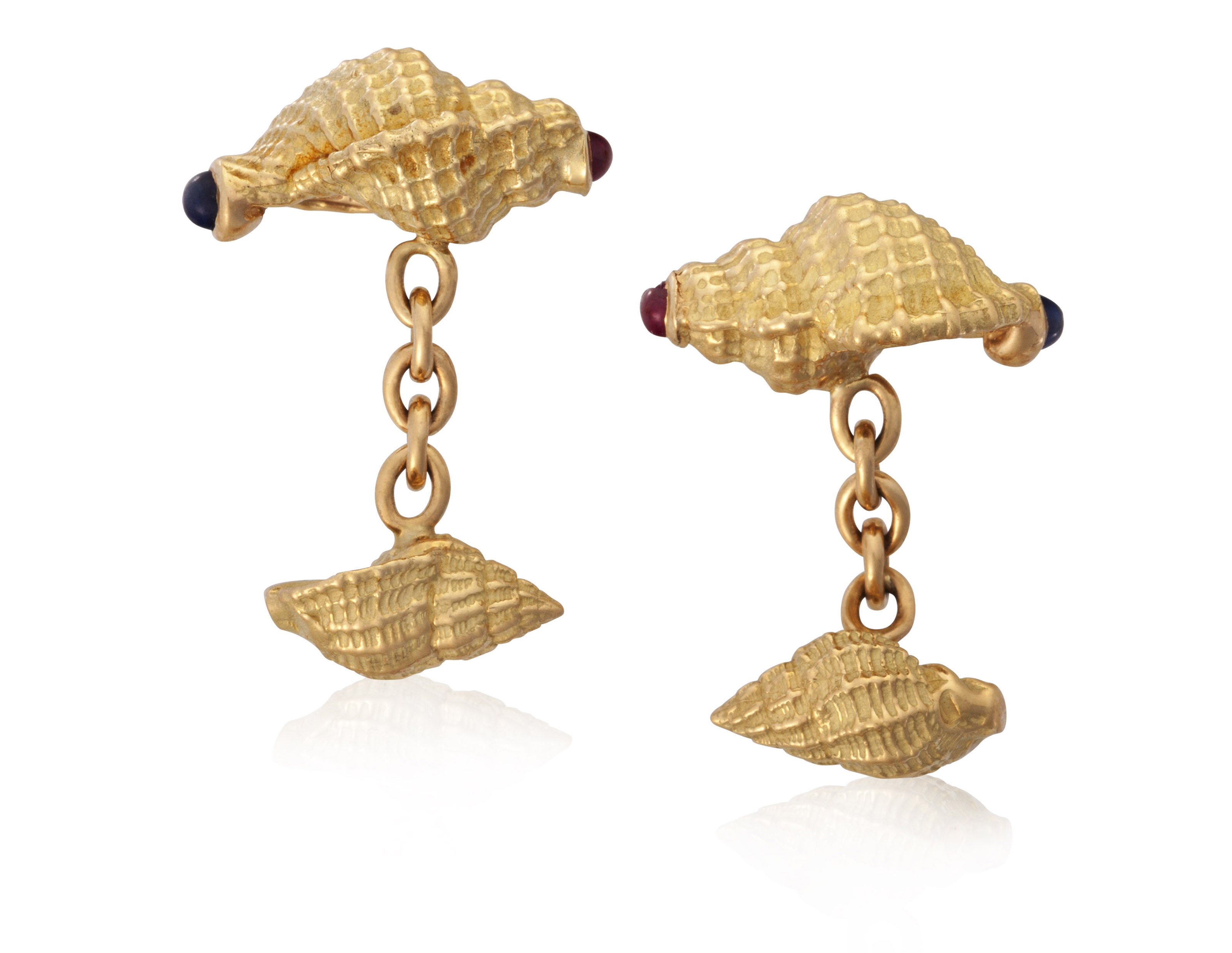 VERDURA RUBY, SAPPHIRE AND GOLD SHELL CUFFLINKS, | Christie’s