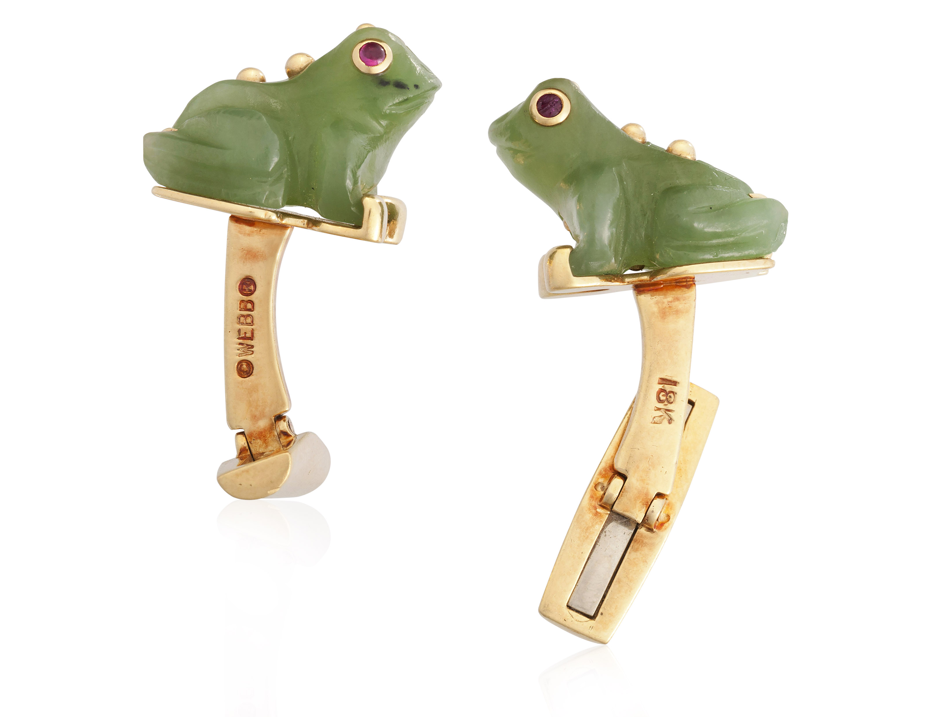 DAVID WEBB RUBY AND JADE FROG CUFFLINKS, | Christie’s