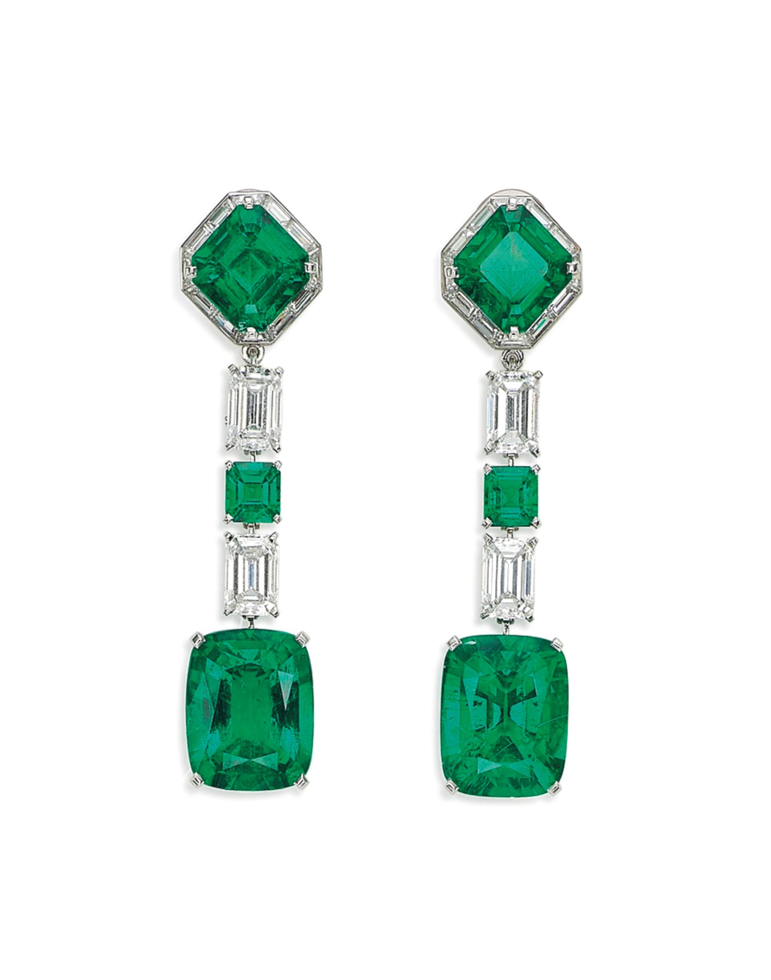 A PAIR OF EMERALD AND DIAMOND EARRINGS, BY CARTIER | Christie's