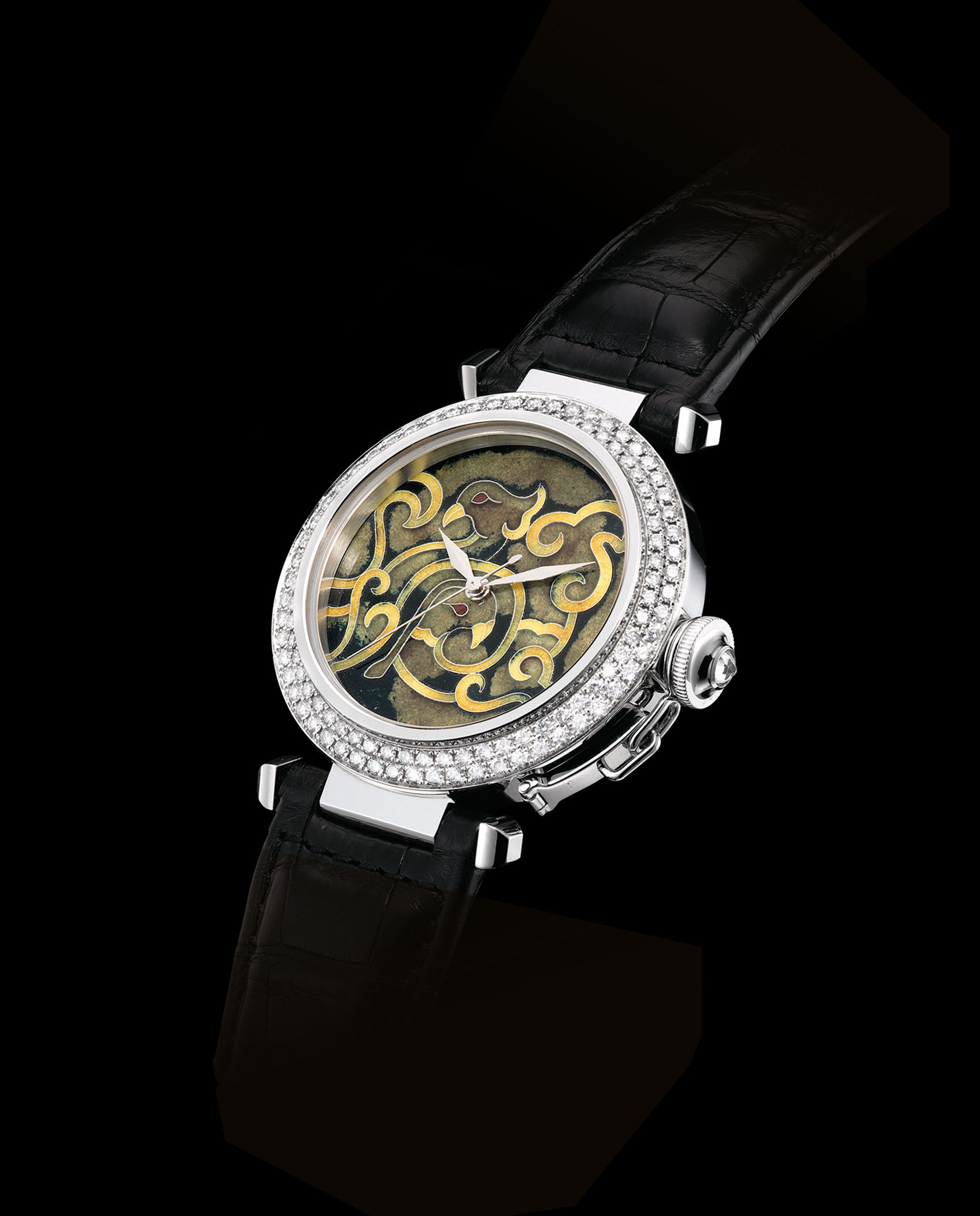 CARTIER. A FINE AND RARE 18K WHITE GOLD AND DIAMOND-SET LIMITED EDITION ...