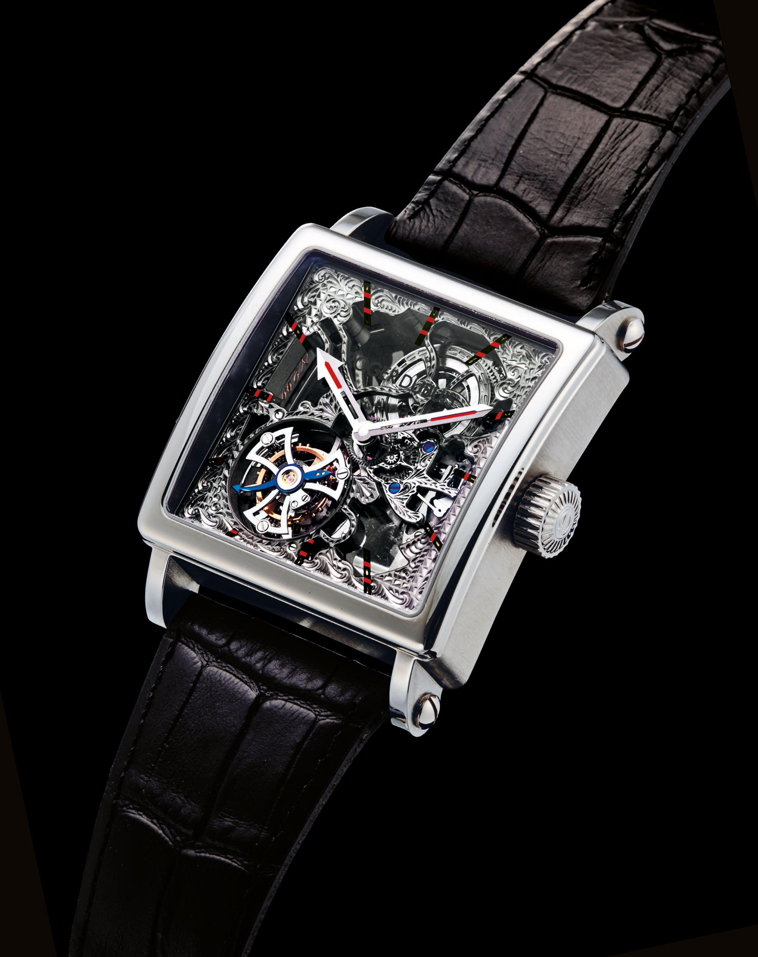 ROGER DUBUIS. A FINE AND RARE TITANIUM LIMITED EDITION SQUARE ...