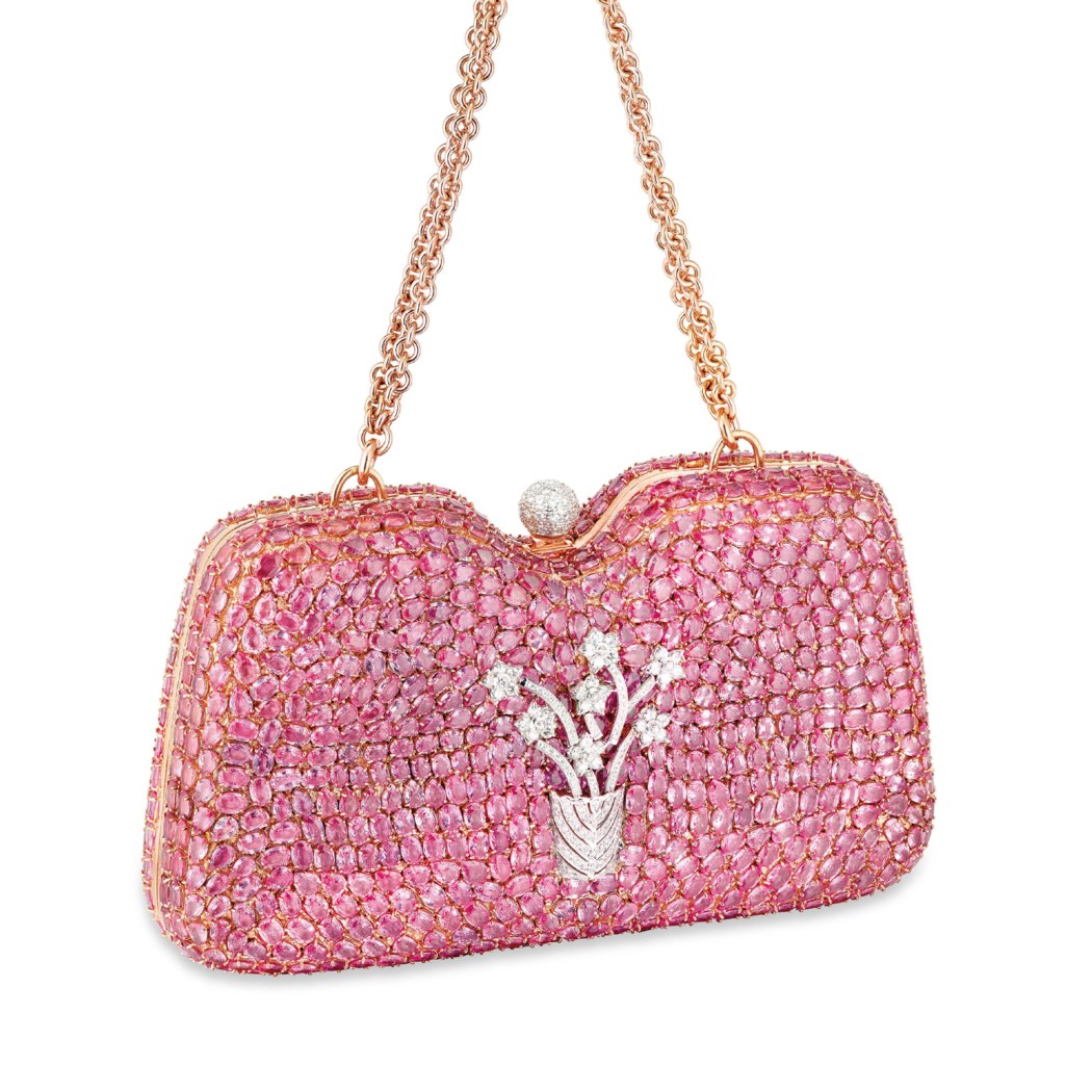 A COLOURED SAPPHIRE AND DIAMOND EVENING BAG