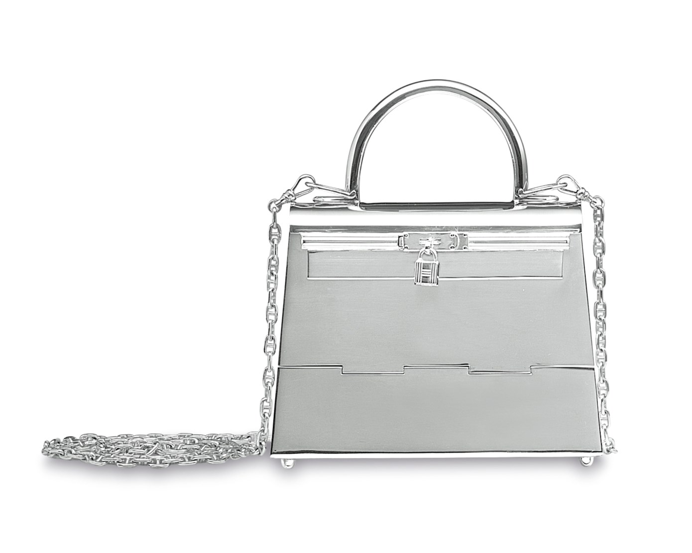 A RARE, STERLING SILVER MICRO MINI KELLY WITH CHAINE D'ANCRE STRAP ...