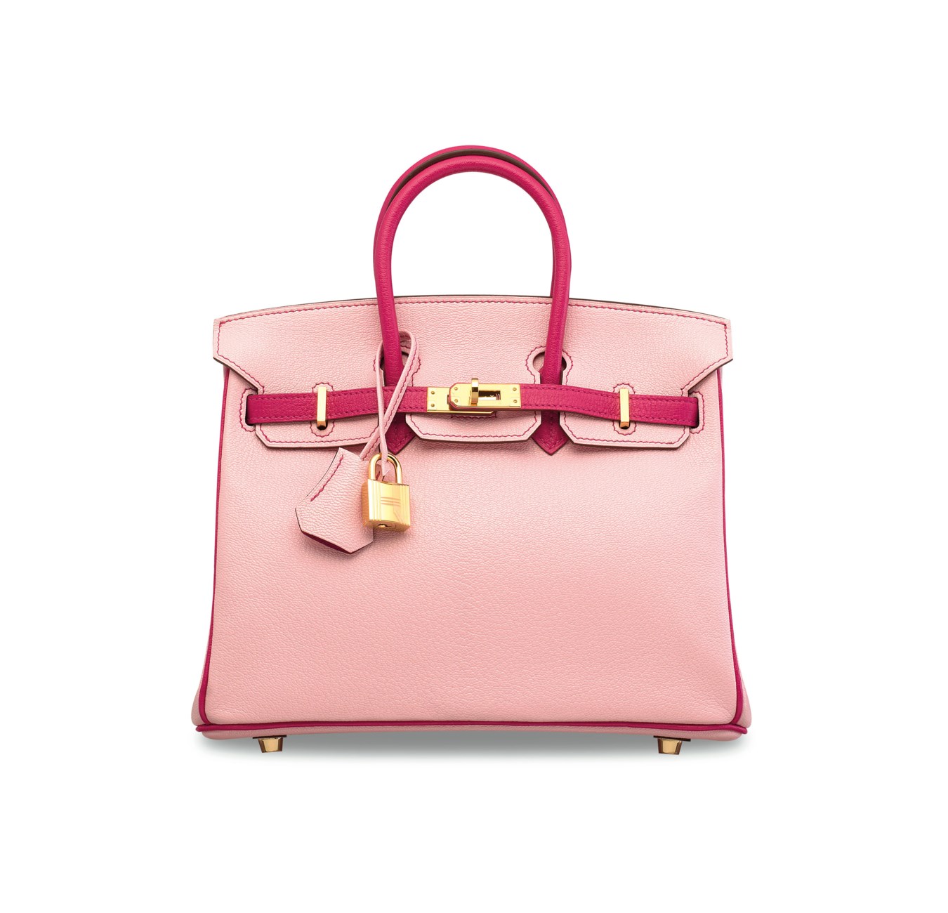 A CUSTOM ROSE SAKURA & ROSE SHOCKING CHÈVRE LEATHER BIRKIN 25 WITH GOLD ...