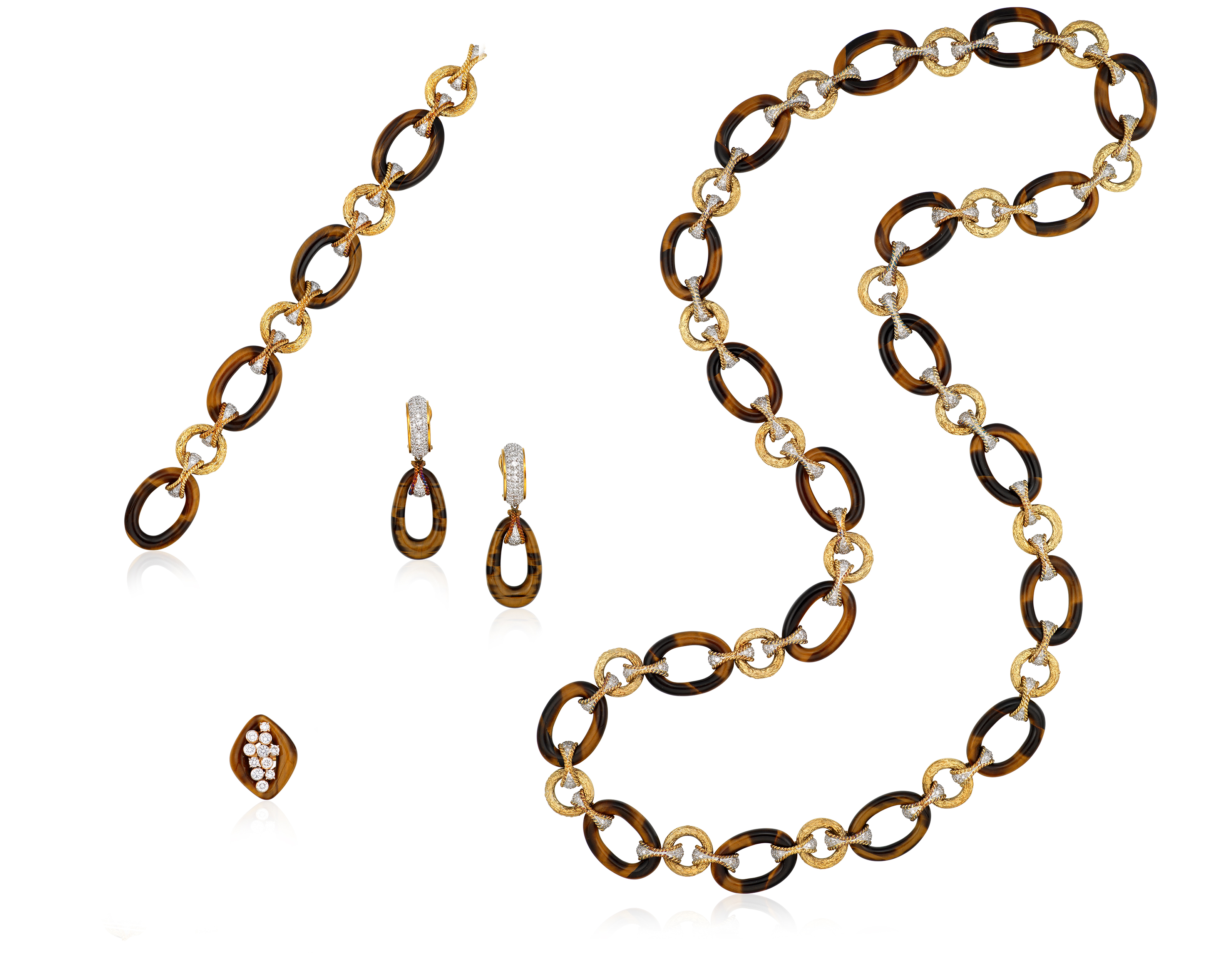 GROUP OF TIGER EYE'S AND DIAMOND JEWELLERY, | Christie’s