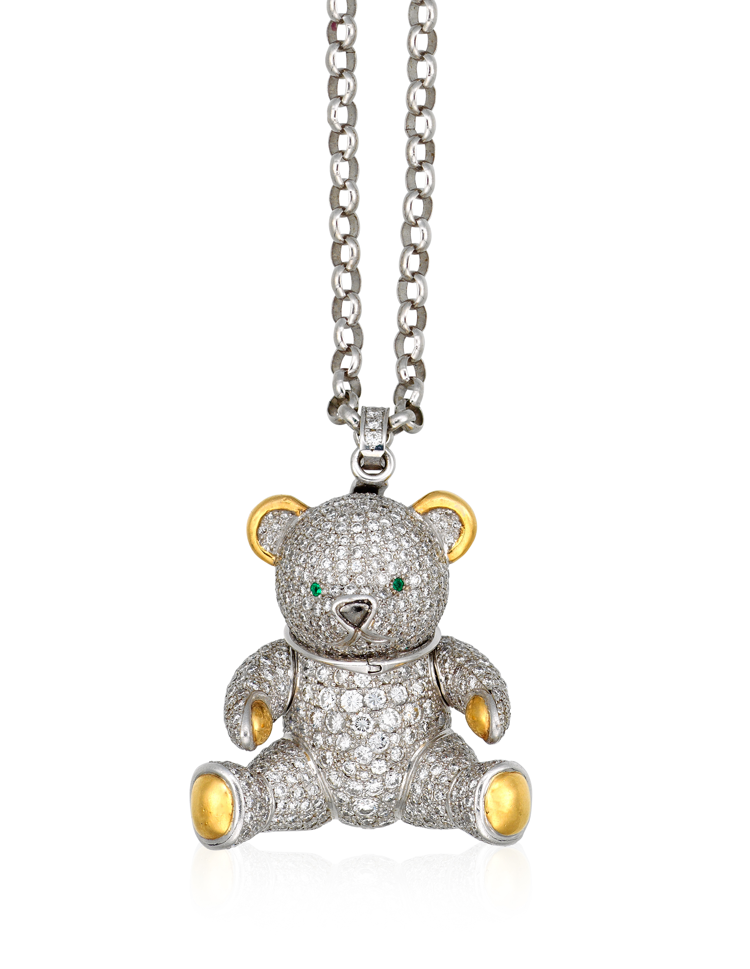 DIAMOND AND EMERALD TEDDY BEAR PENDANT NECKLACE, | Christie’s