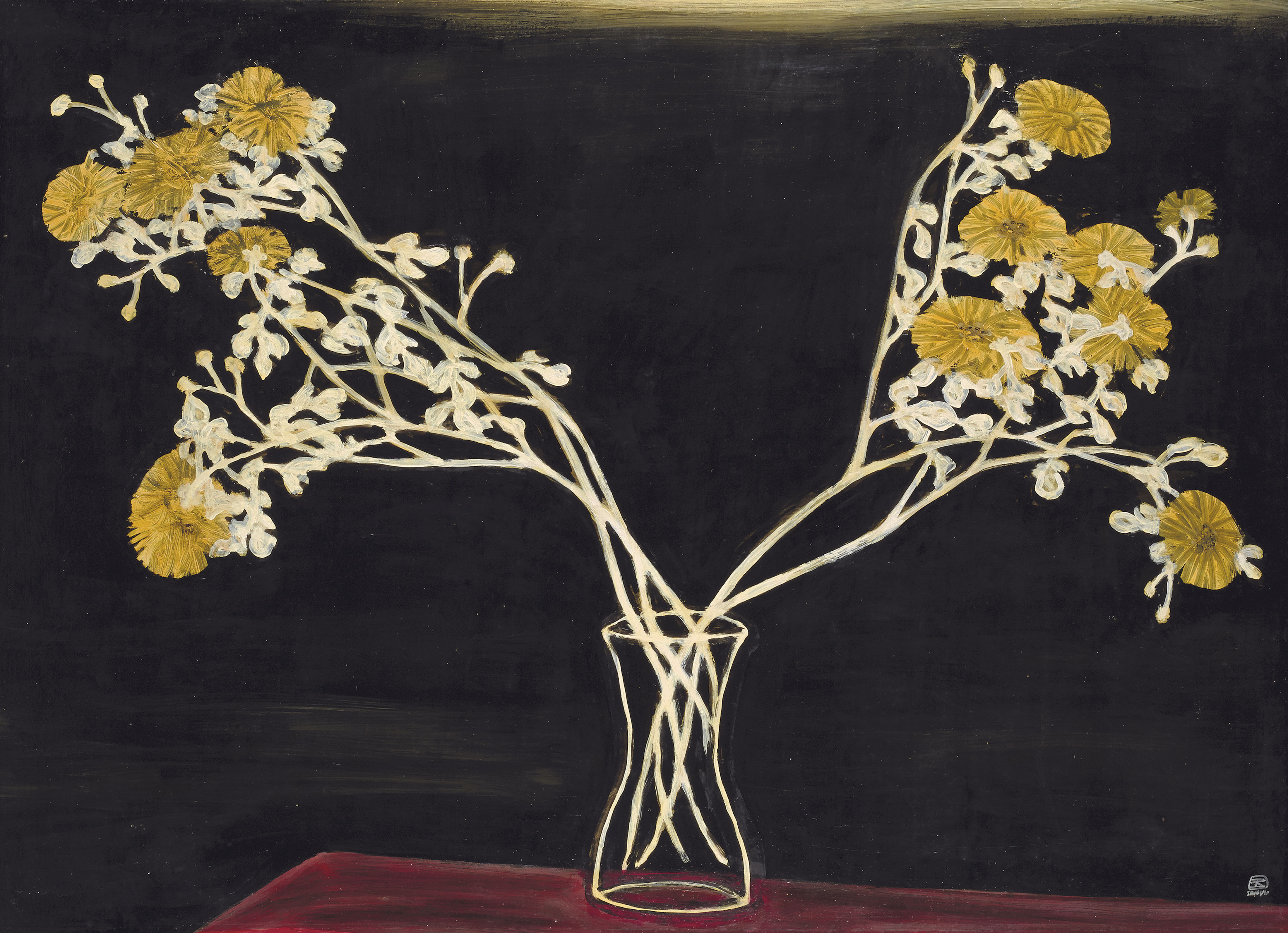 SANYU (CHANG YU, CHINA, 1901-1966) , CHRYSANTHÈMES DANS UN VASE EN ...