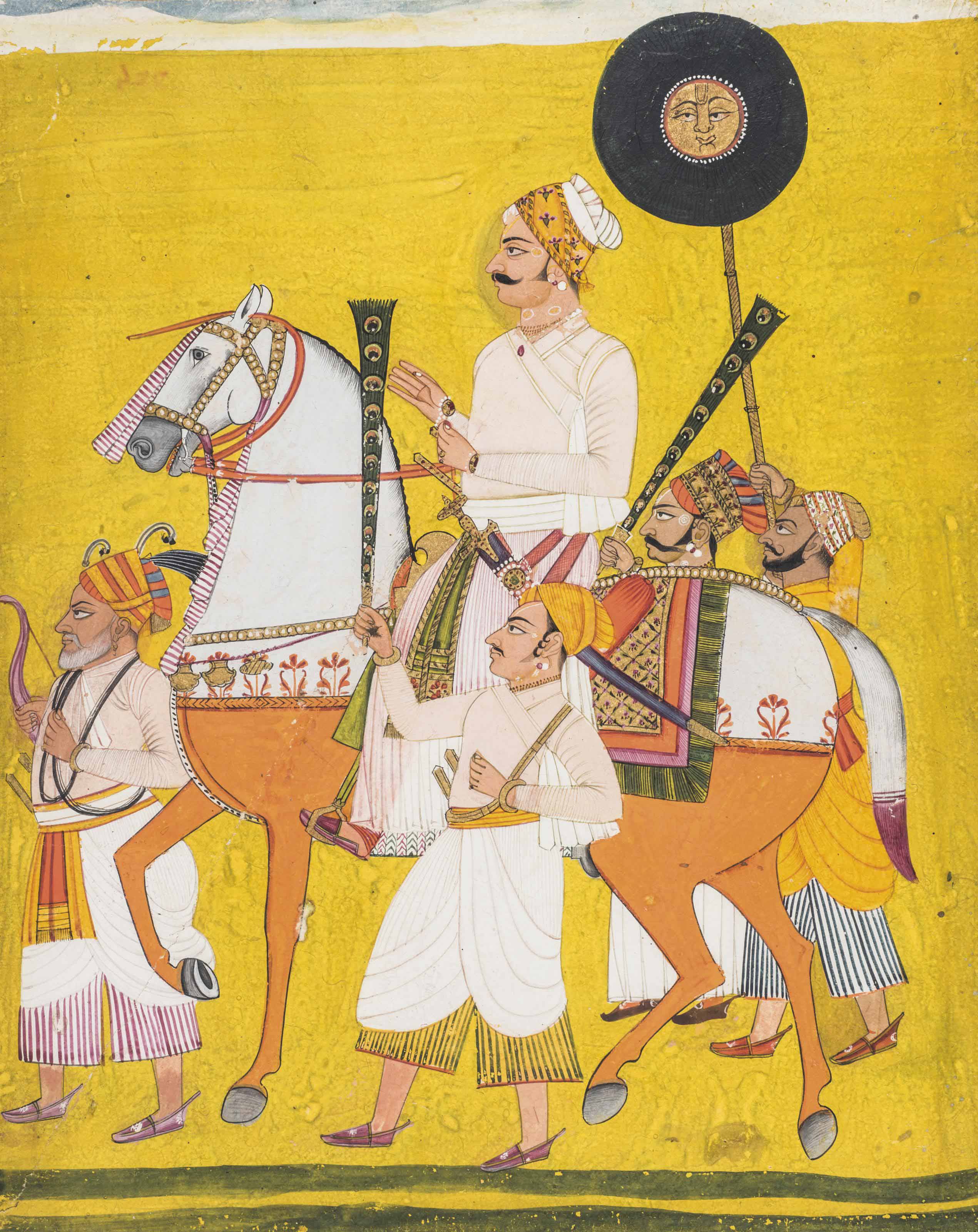 Portrait of a man on horseback, possibly Maharaja Jai Singh II (1688-1743)