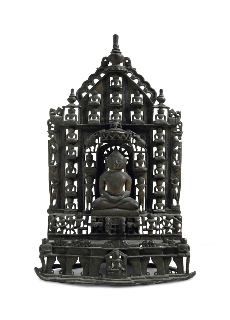 A Bronze Shrine of a jina , INDIA, RAJASTHAN OR GUJARAT, DATED VS 1525/ ...