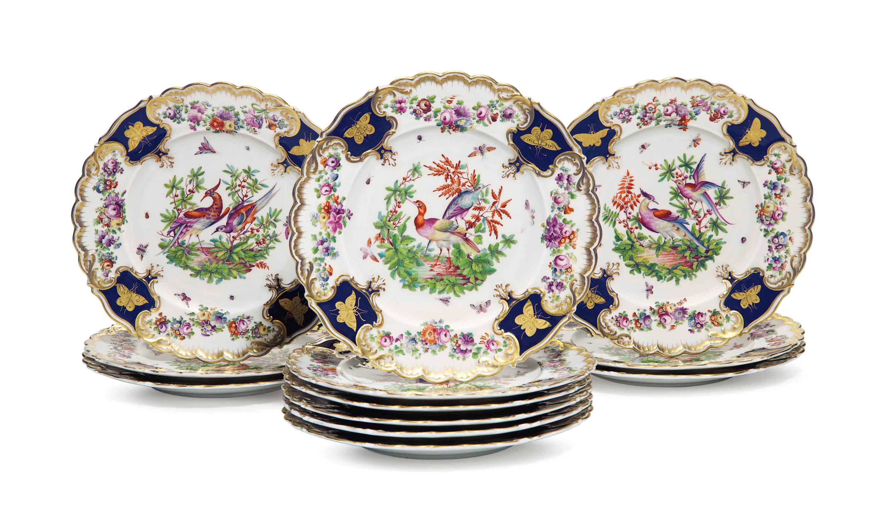 TWELVE COALPORT (COALBROOKDALE) PORCELAIN CABINET PLATES, CIRCA 1851 ...