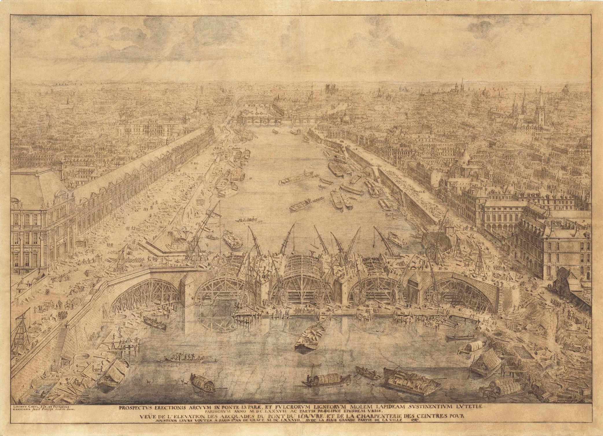 Lieven Cruyl (Ghent 1640-1720), View of the construction of the Pont ...