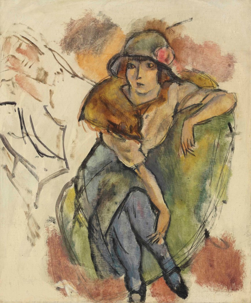 Jules Pascin (1885-1930), Jeune fille au chapeau à la rose | Christie's