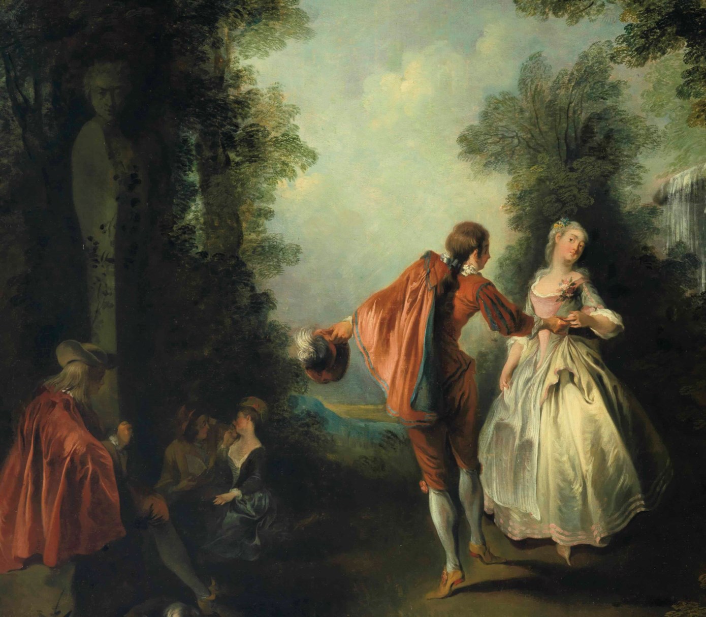 Nicolas Lancret (Paris 1690-1743), Elegant figures dancing in a wooded ...