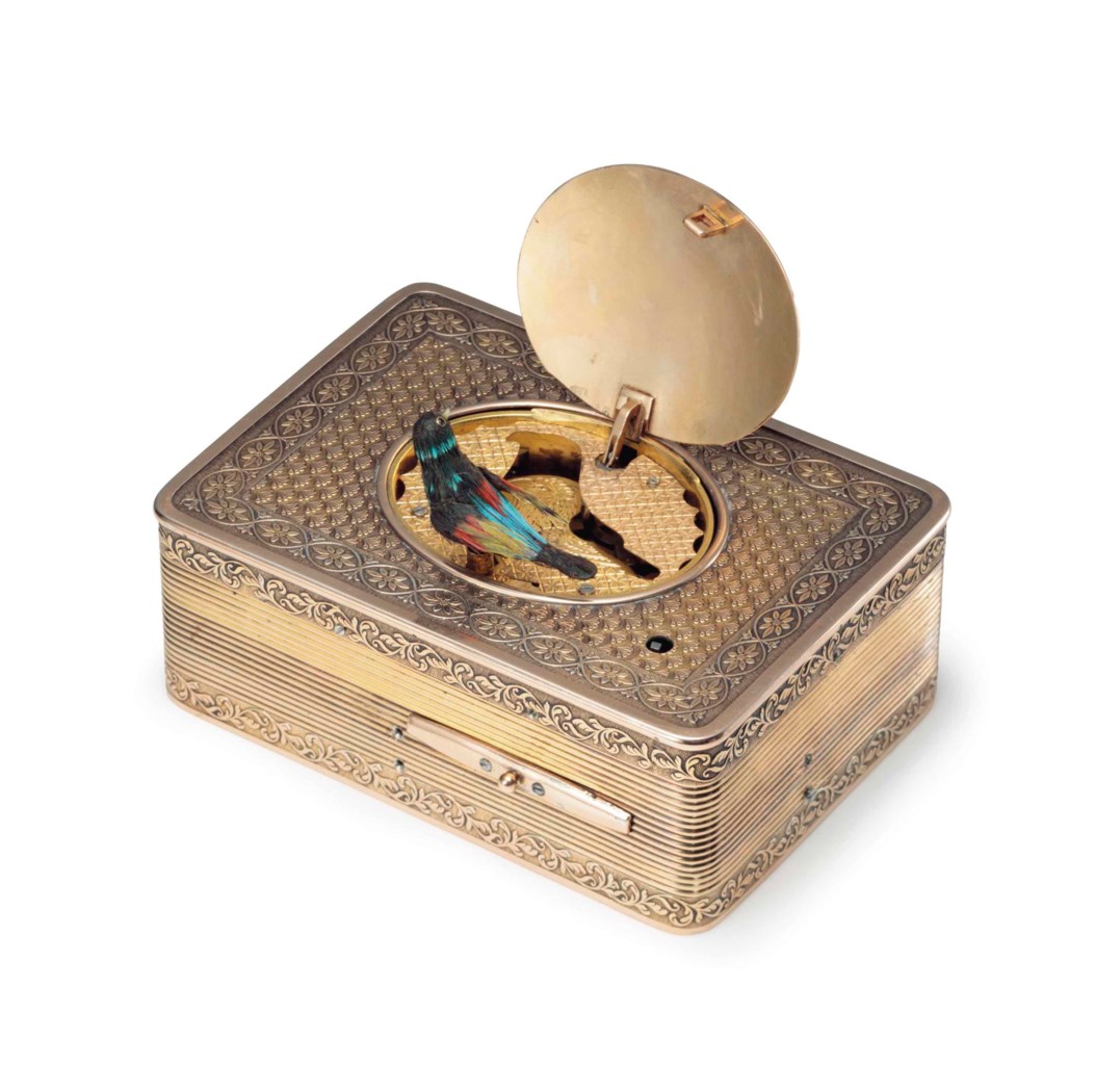 Frères Rochat. A Fine and Rare Silver-gilt and Enamel Singing Bird Box ...