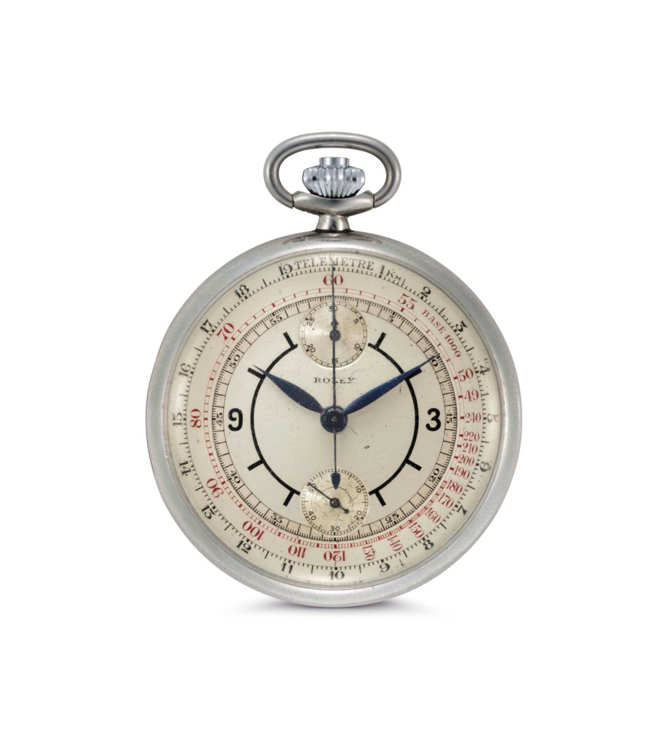 Rolex. A Stainless Steel Openface Single Button Chronograph Pocket ...