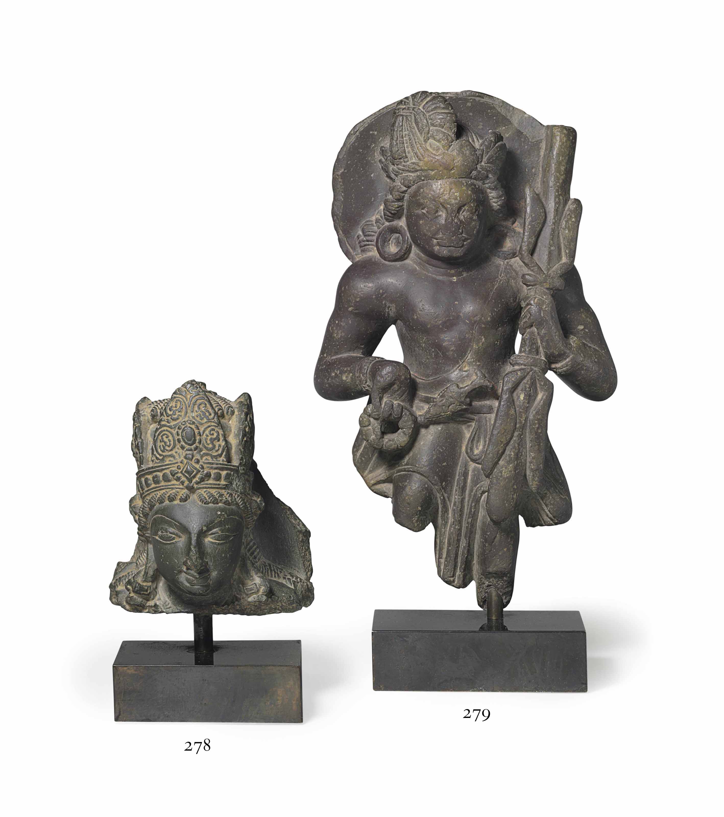 A stone figure of Skanda