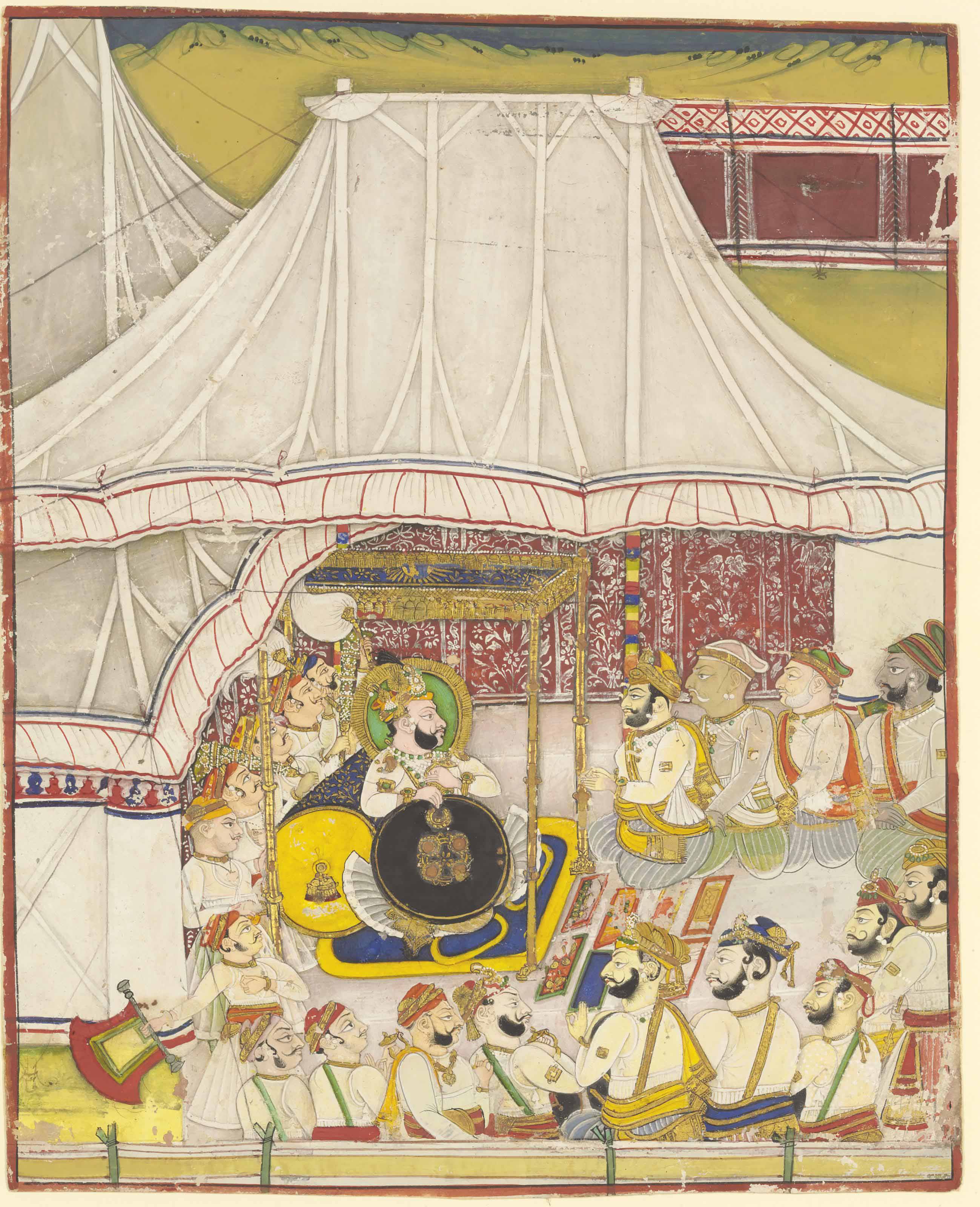 Maharaja Ram Singh II (1827-1865) holding Durbar at Camp