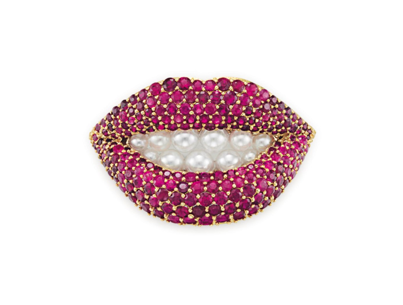 A RUBY AND CULTURED PEARL ‘RUBY LIPS’ BROOCH, BY SALVADOR DALI, HENRY ...