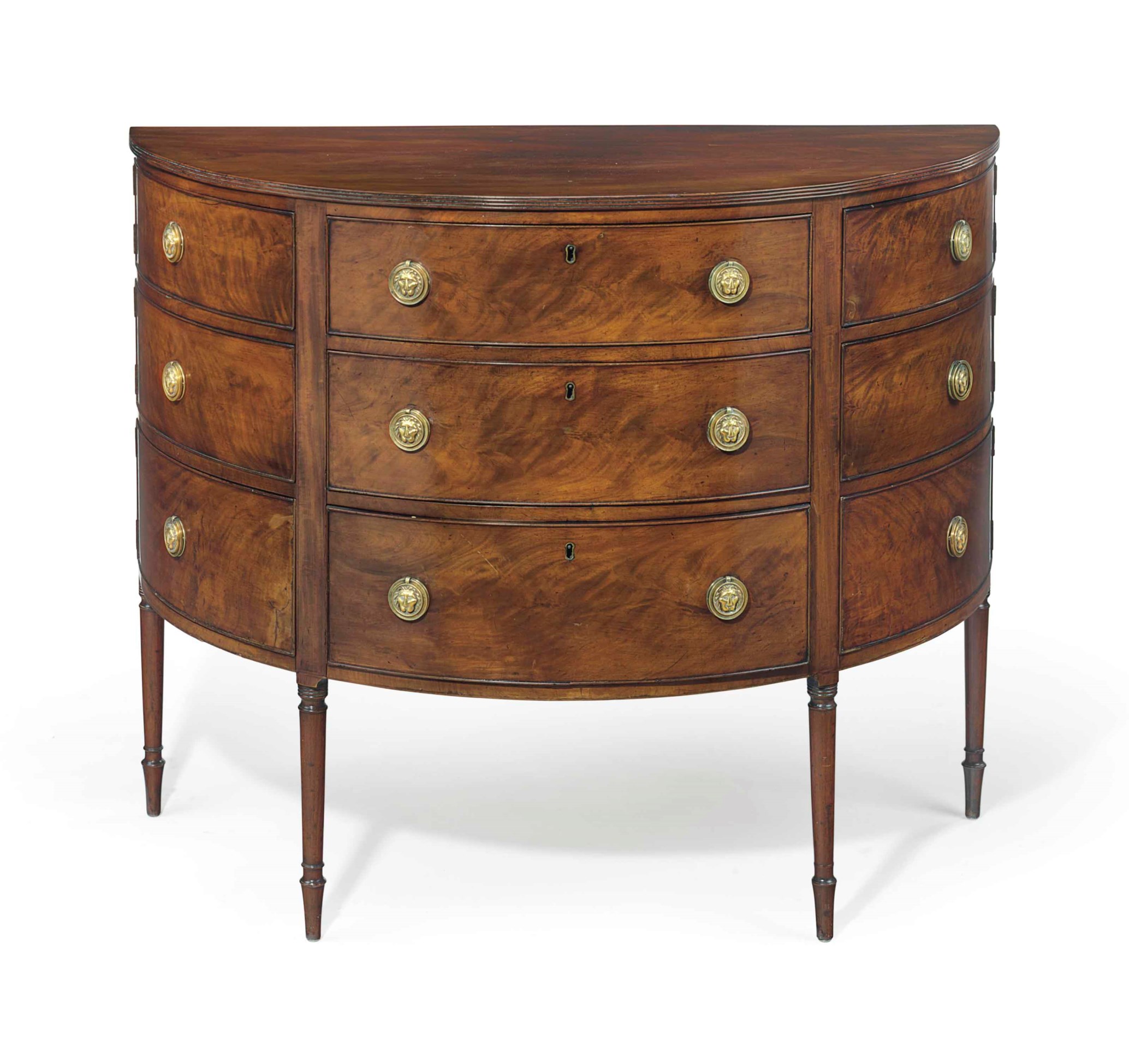 A FEDERAL INLAID MAHOGANY DEMILUNE COMMODE, ATTRIBUTED TO JOHN (1738 ...