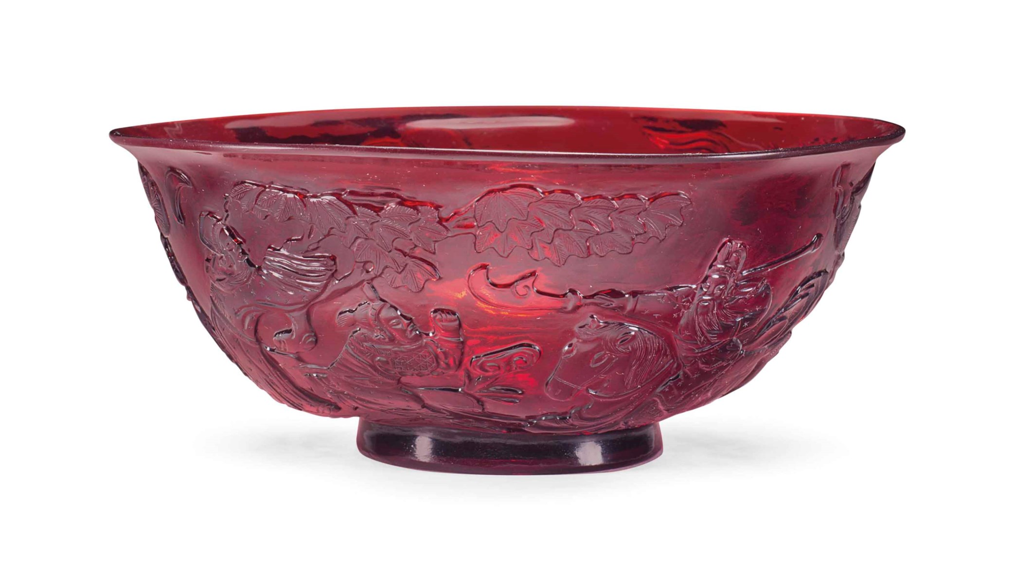 A CHINESE CARVED RUBY RED GLASS BOWL, 19TH CENTURY | Christie's