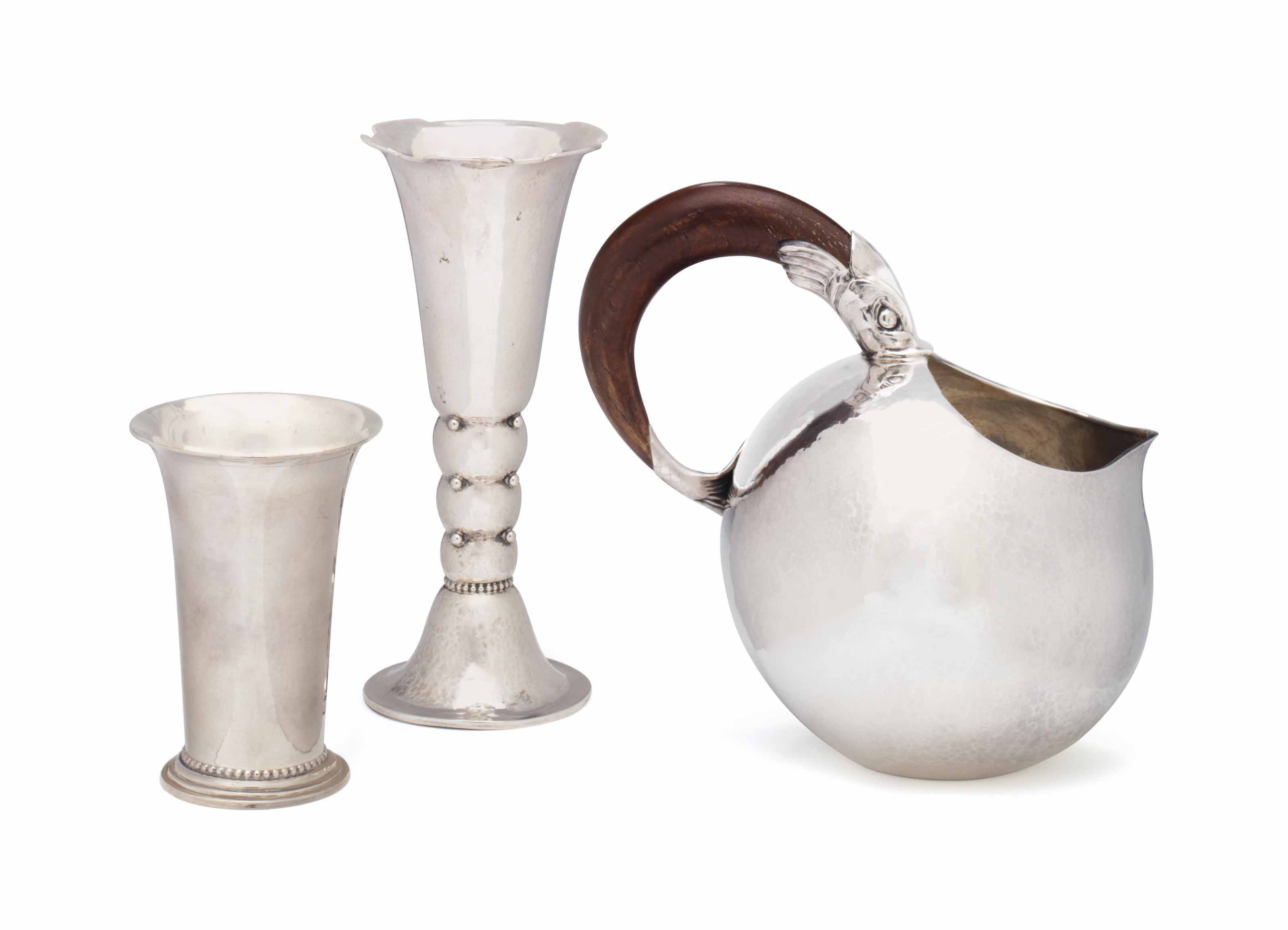 TWO SCANDINAVIAN SILVER VESSELS, AND A GERMAN SILVER PITCHER