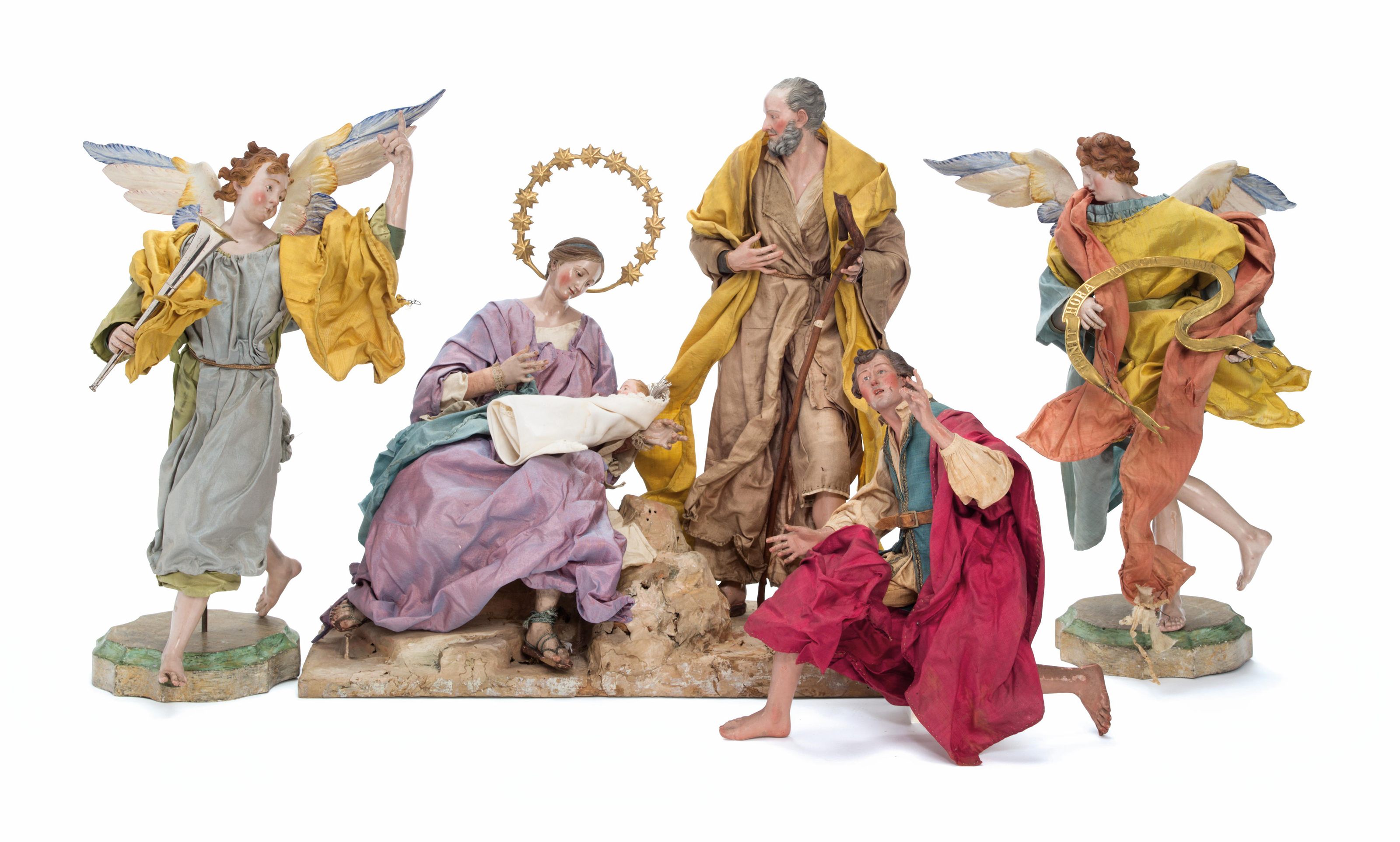 A GROUP OF ELEVEN NEAPOLITAN CRÈCHE FIGURES OF ANGELS, LATE 18TH/ EARLY ...