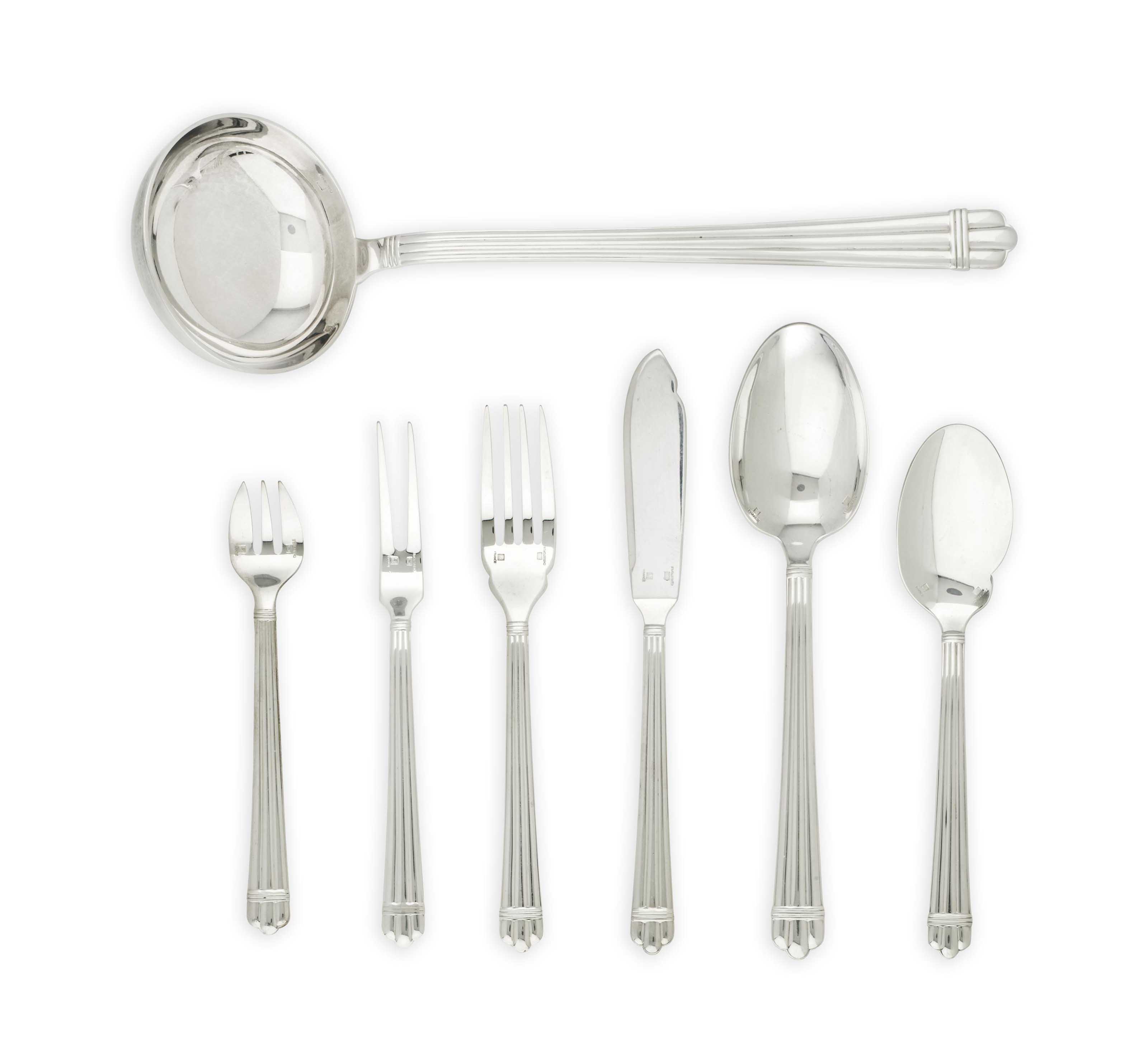 AN ASSEMBLED FRENCH SILVER-PLATED PART FLATWARE SERVICE